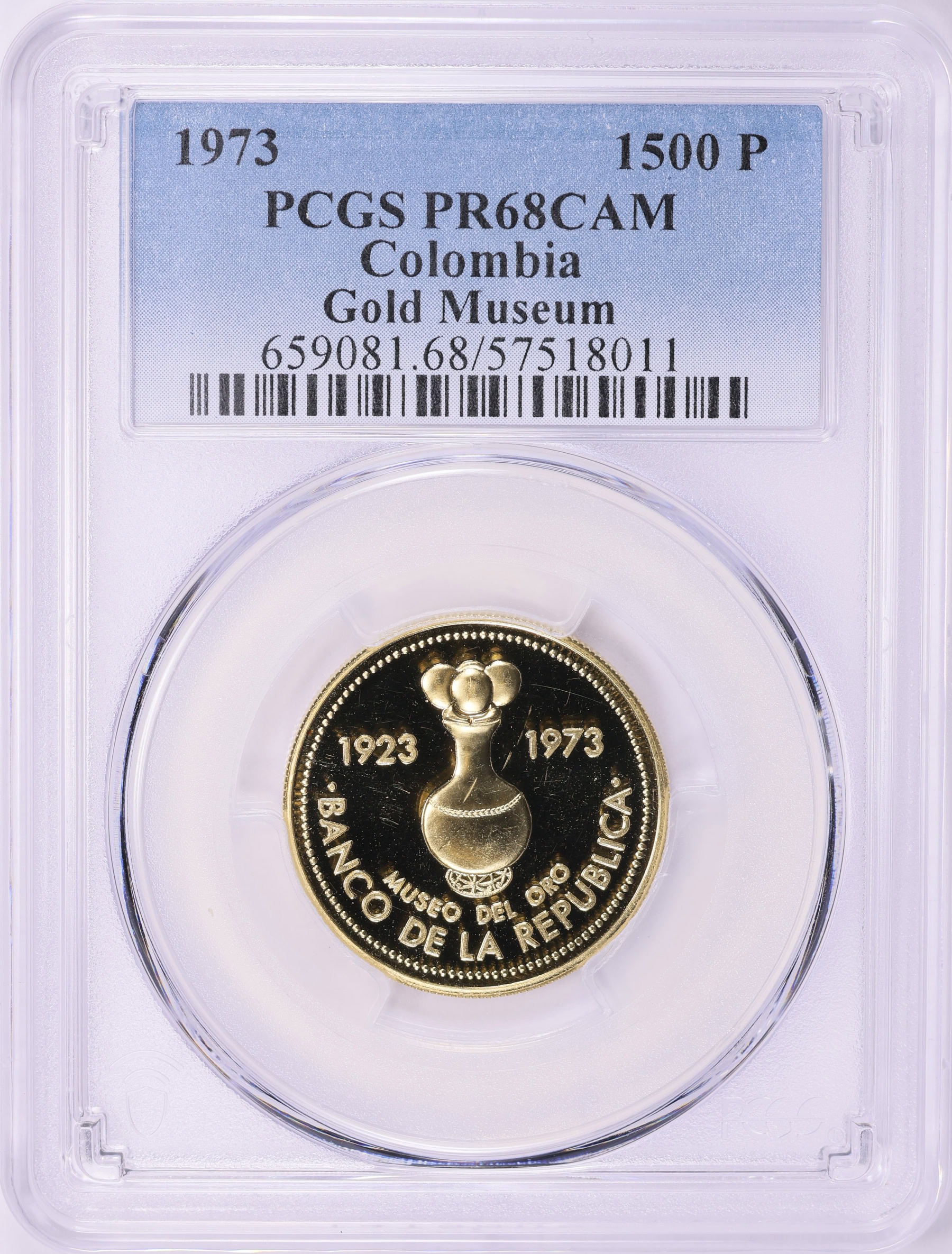 Colombia 1973 Gold 1,500 Pesos Gold Museum of Central Bank 50th ...