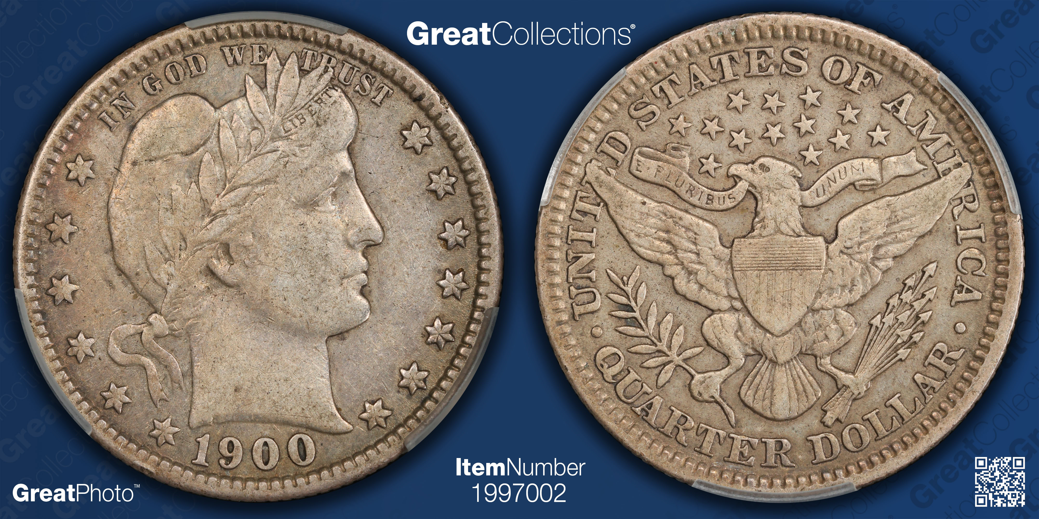 1900 Barber Quarter CACG VF-35 (Item 1997002) | GreatCollections Coin ...