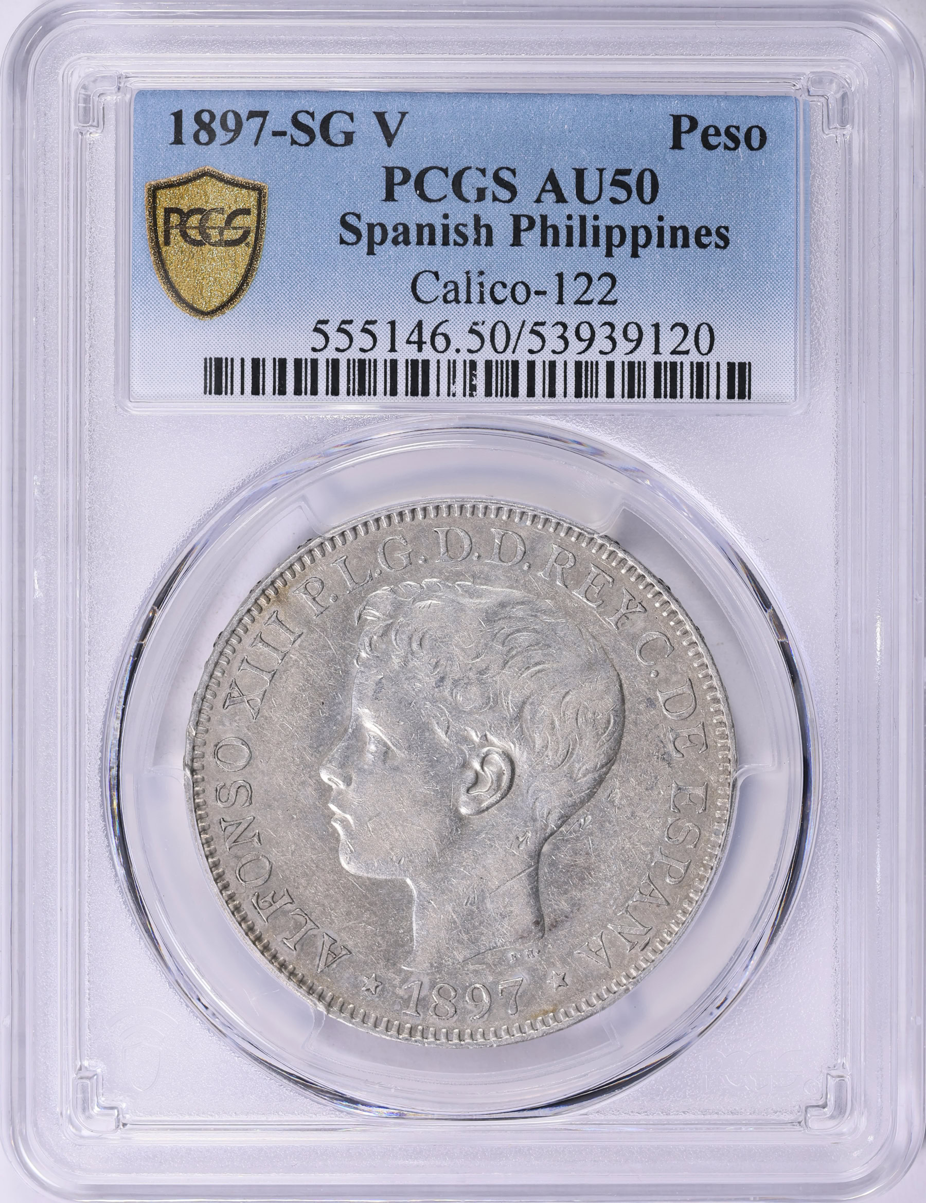 Philippines 1897-SG V Silver Peso KM-154 PCGS AU-50 (Item 1997100 ...