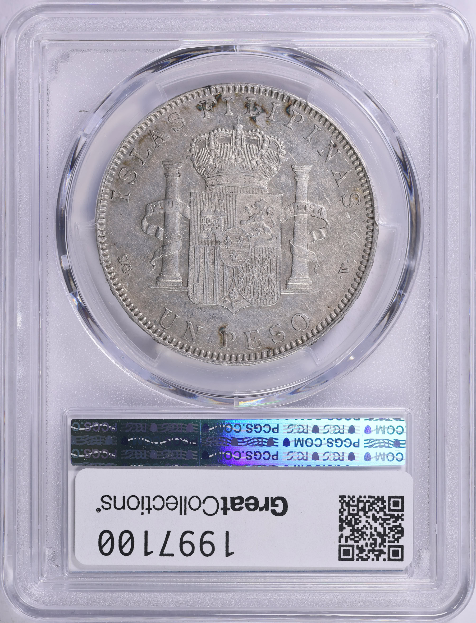 Philippines 1897-SG V Silver Peso KM-154 PCGS AU-50 (Item 1997100 ...