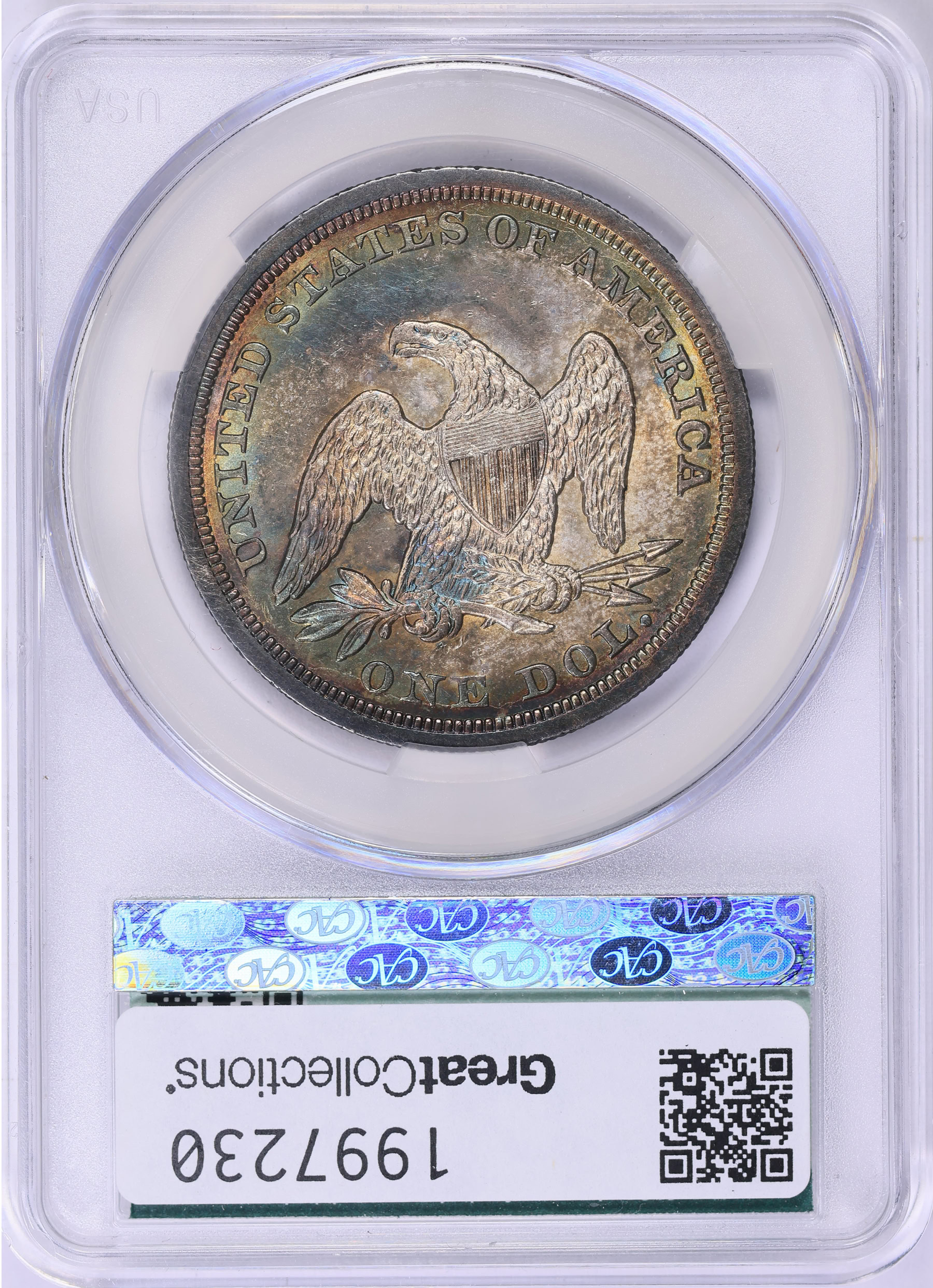 1847 Seated Liberty Silver Dollar CACG AU Details (Art. Toned) (Item ...