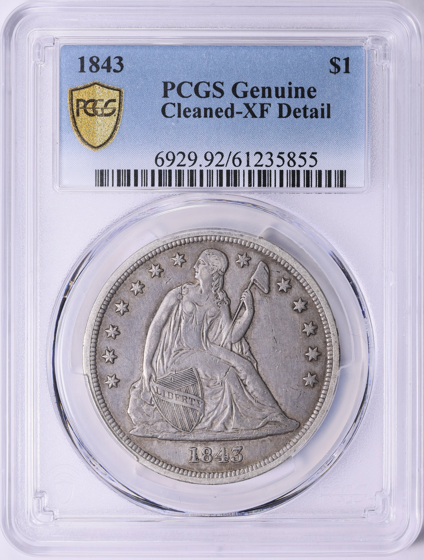 1843 Seated Liberty Silver Dollar PCGS Genuine XF Details (Item 1997319 ...