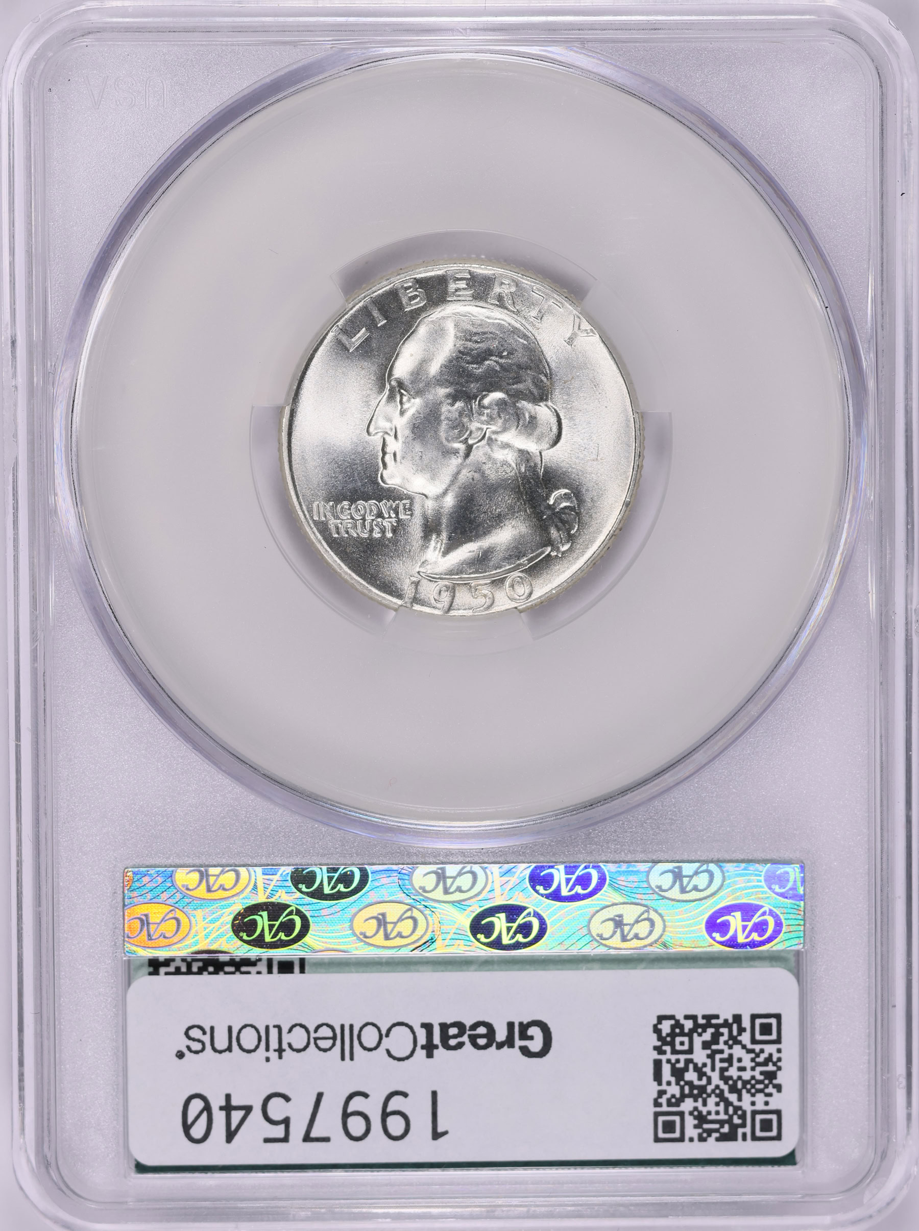 1950 Washington Quarter Doubled Die Reverse FS-801 CACG MS-65+ (Item ...