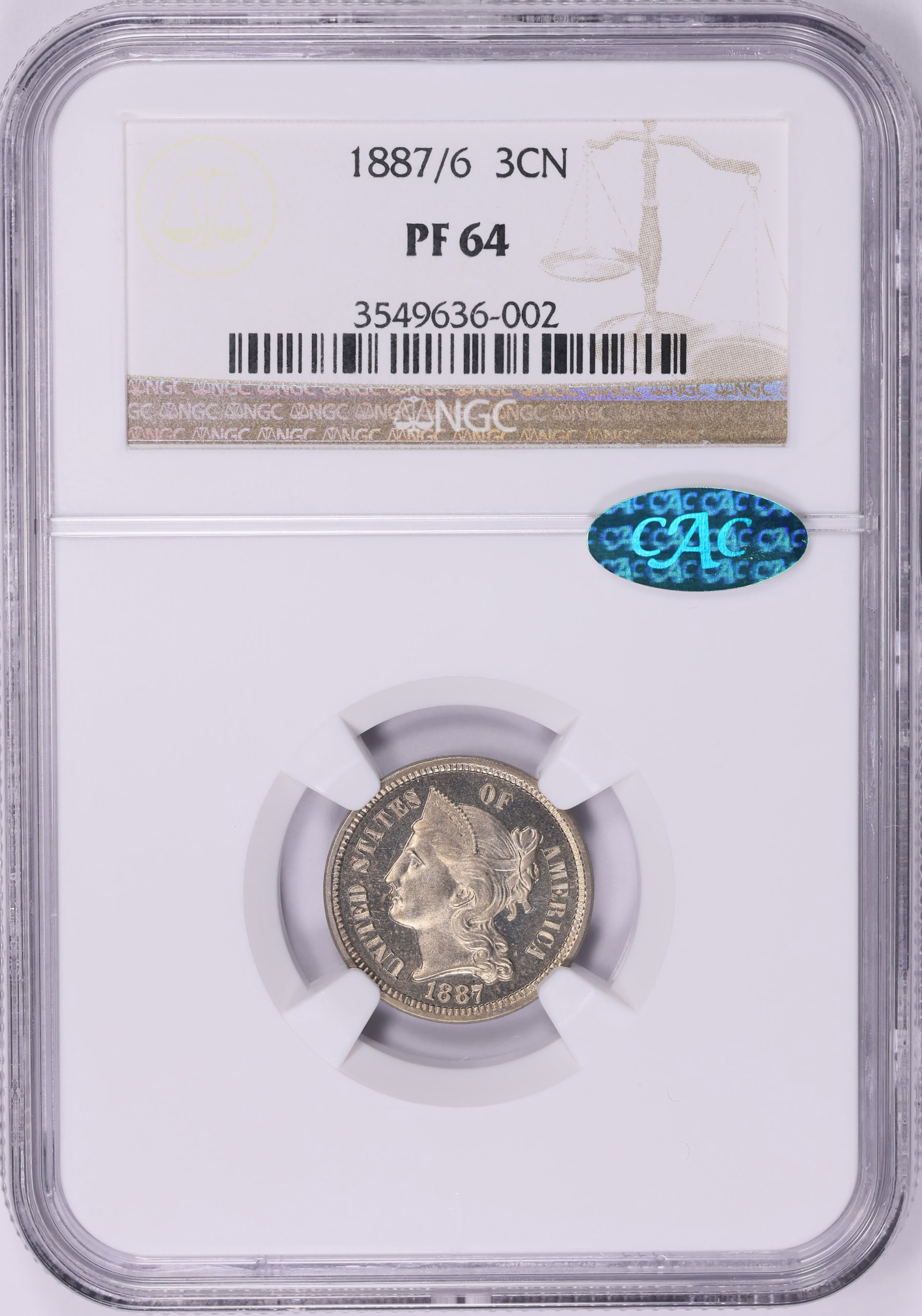 1887/6 Nickel Three-Cent Piece NGC Proof-64 (CAC Green) (Item 1997542 ...