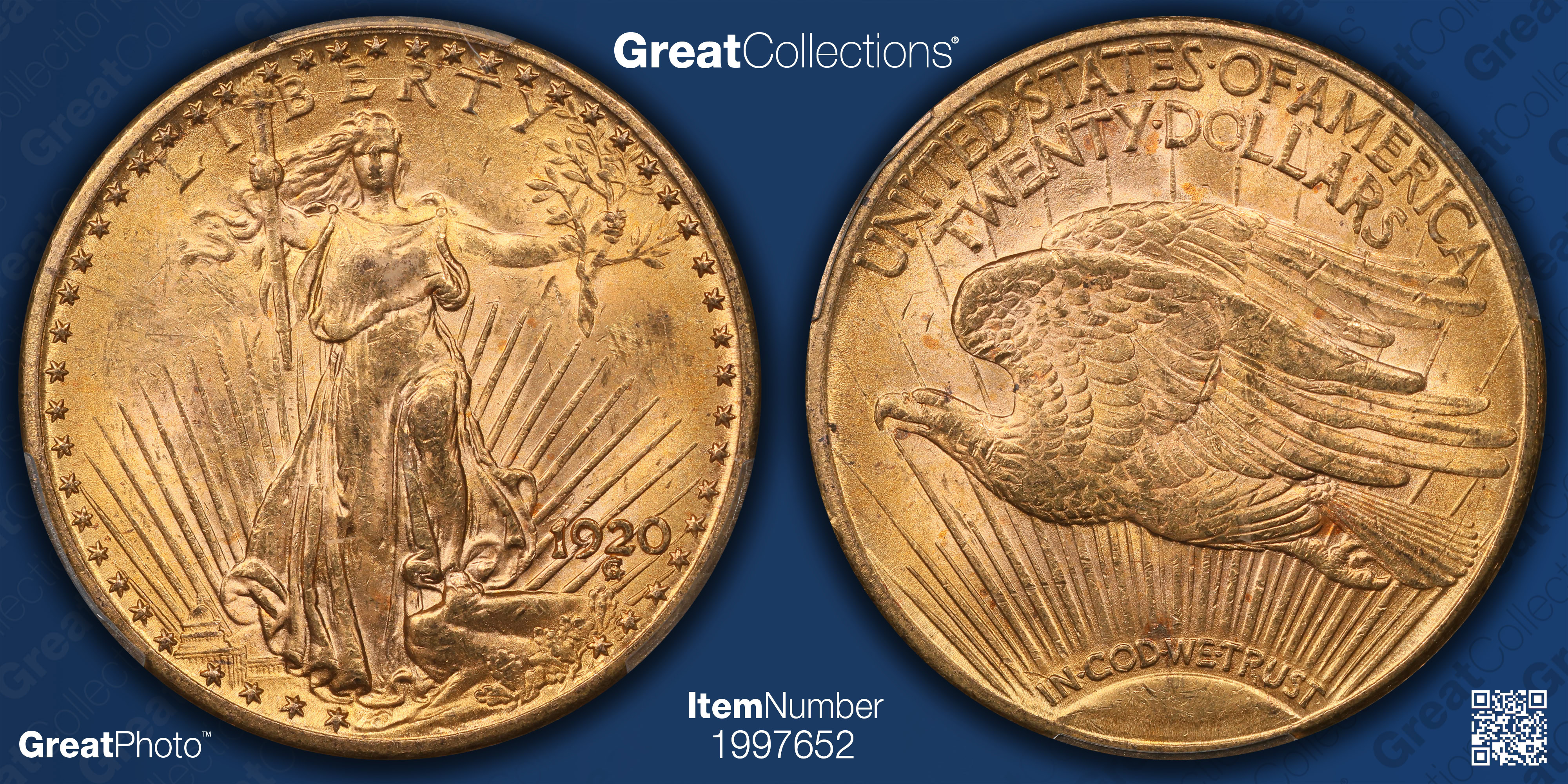 1920 Saint-Gaudens Gold Double Eagle PCGS MS-63 (Item 1997652 ...