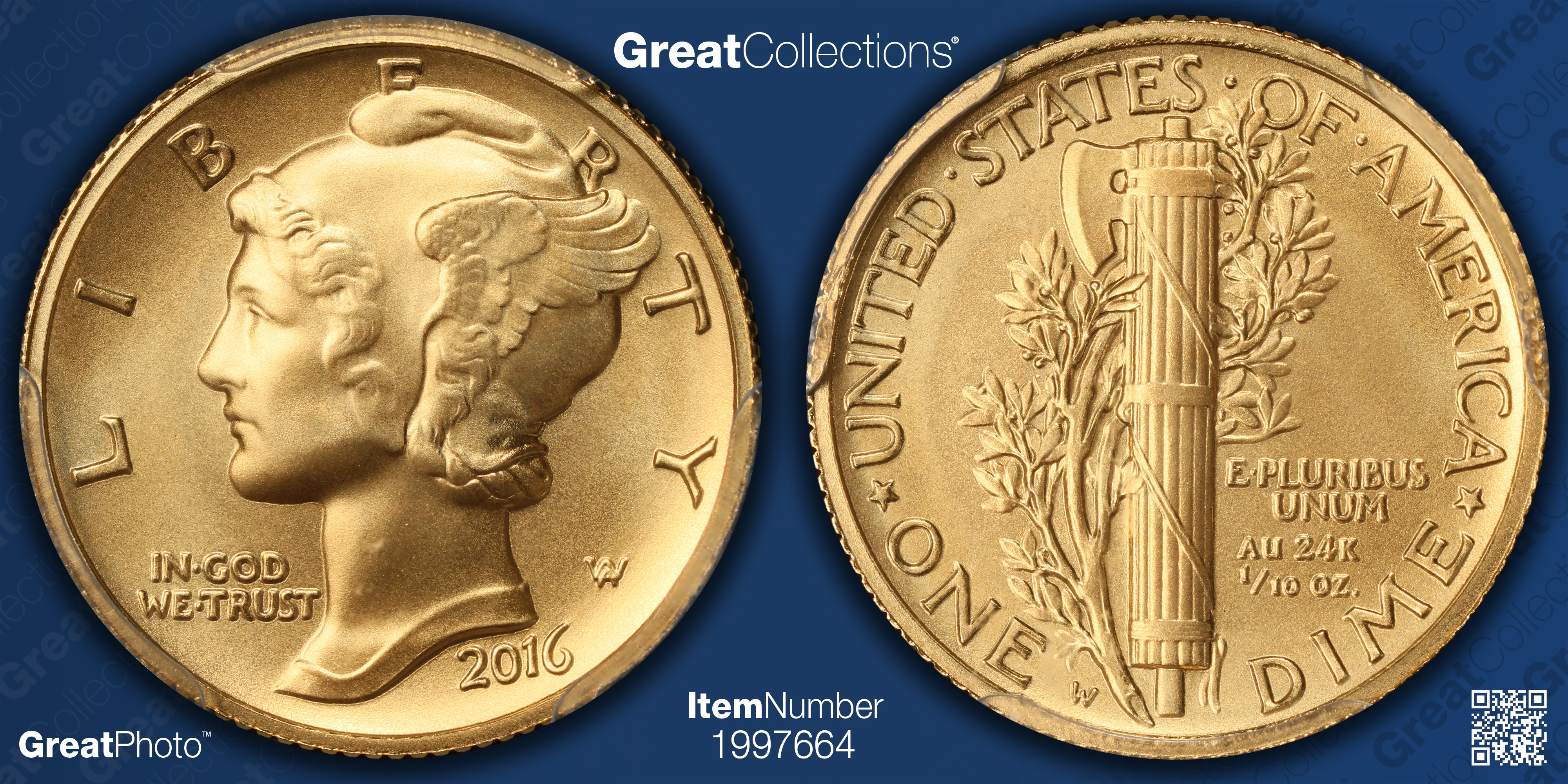 2016-W Mercury Dime 100th Anniversary Gold First Strike PCGS SP-70 ...