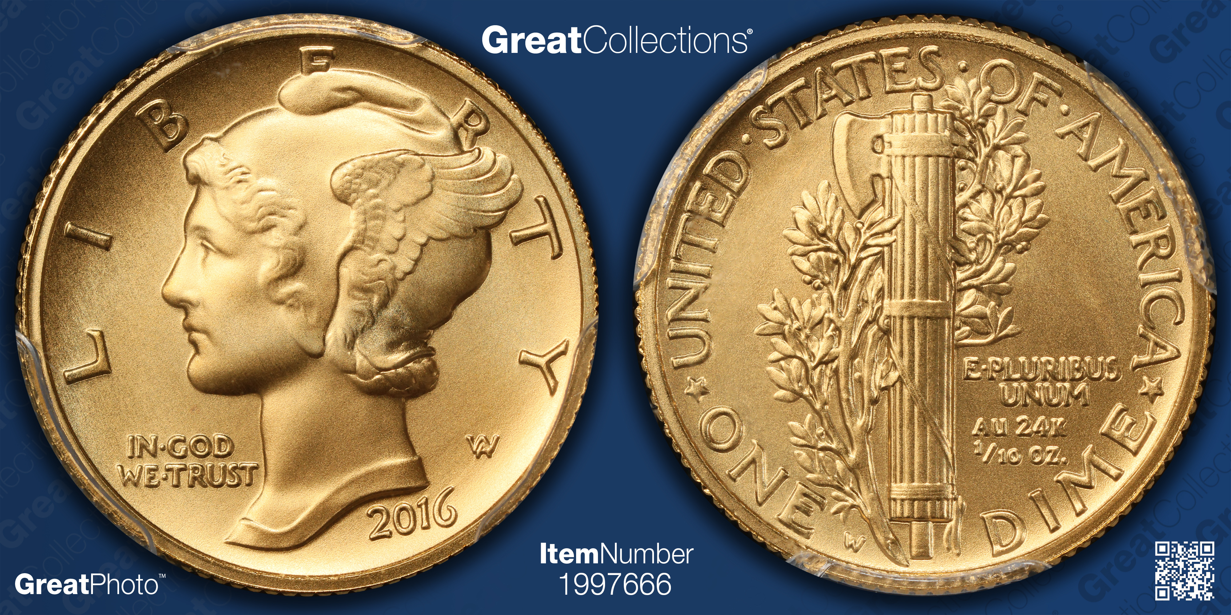 2016-W Mercury Dime 100th Anniversary Gold First Strike PCGS SP-70 ...
