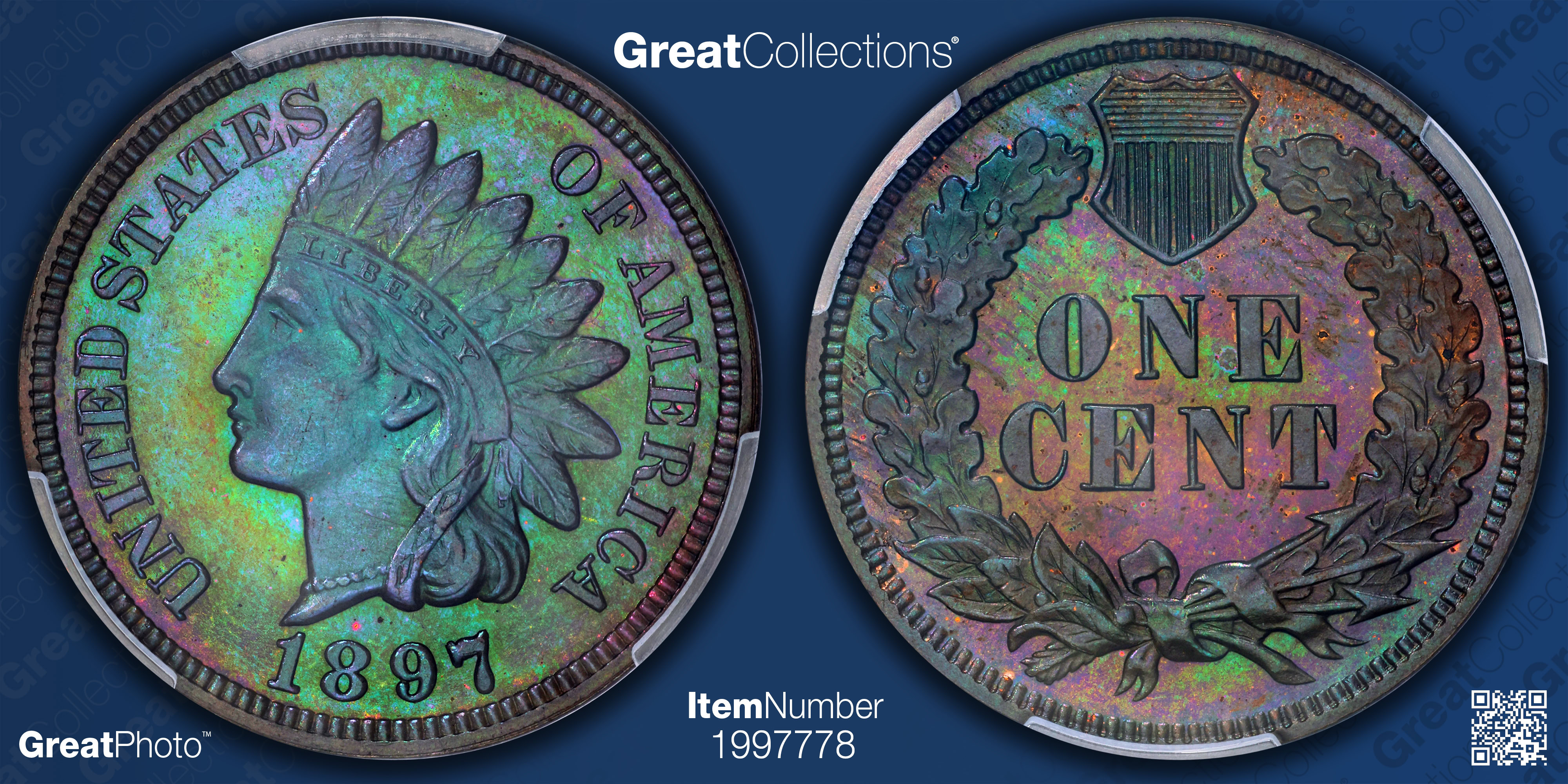 1897 Indian Cent PCGS Proof-65 BN (Toned) (Item 1997778 ...