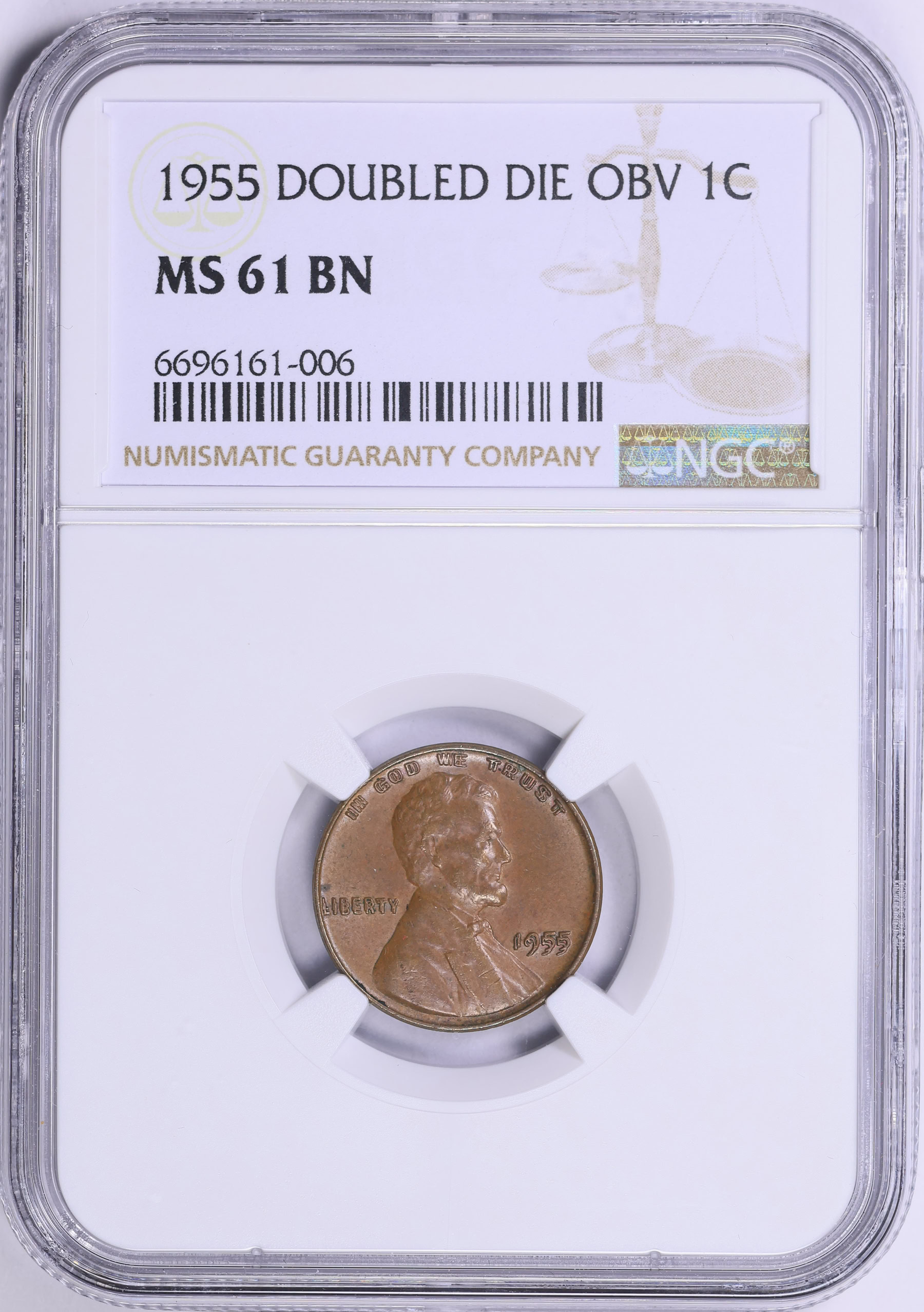 1955 Lincoln Cent Doubled Die Obverse NGC MS-61 BN (Item 1997784 ...