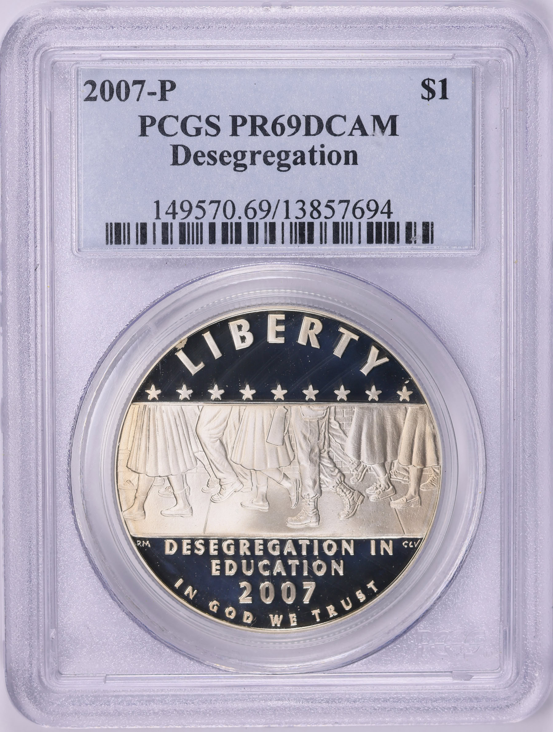 2007-P Little Rock Central High School Desegregation Silver Dollar PCGS ...