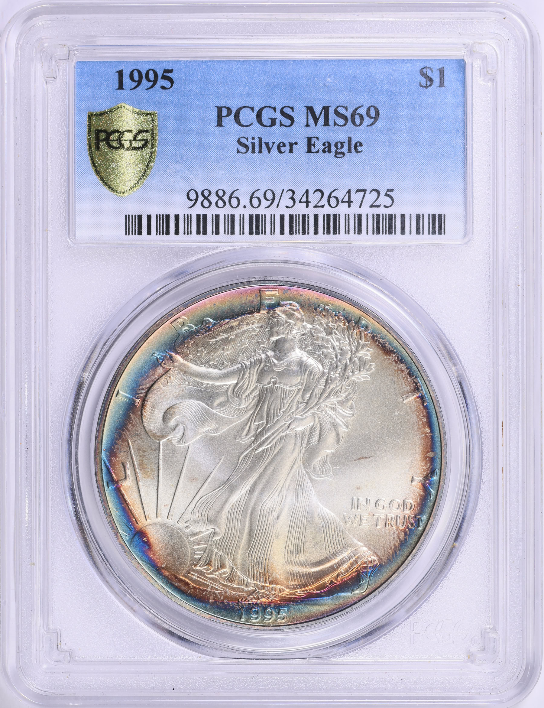 1995 $1 Silver Eagle PCGS MS-69 (Toned) (Item 1997914 ...