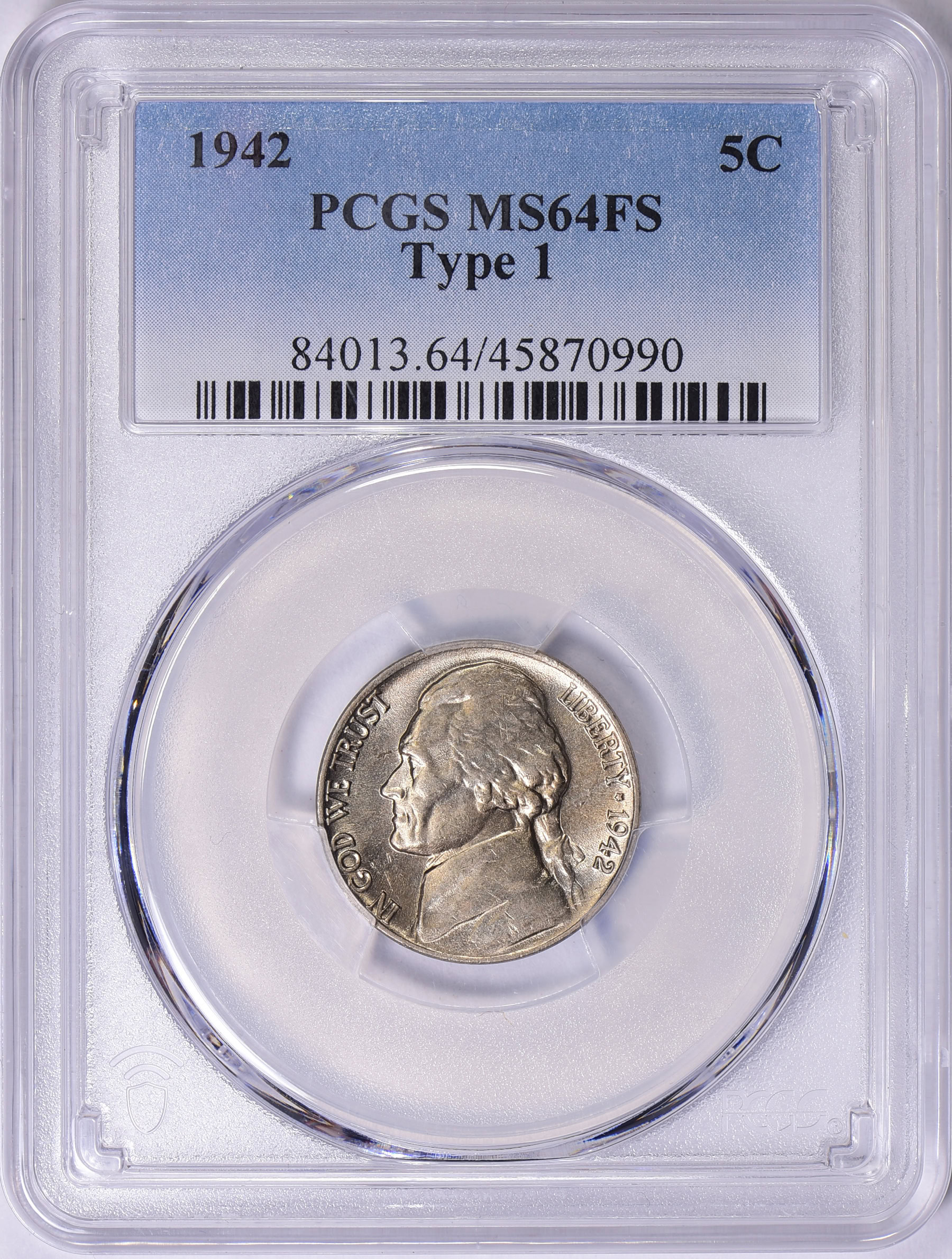 1942 Jefferson Nickel Type 1 PCGS MS-64 FS (Item 1997948 ...