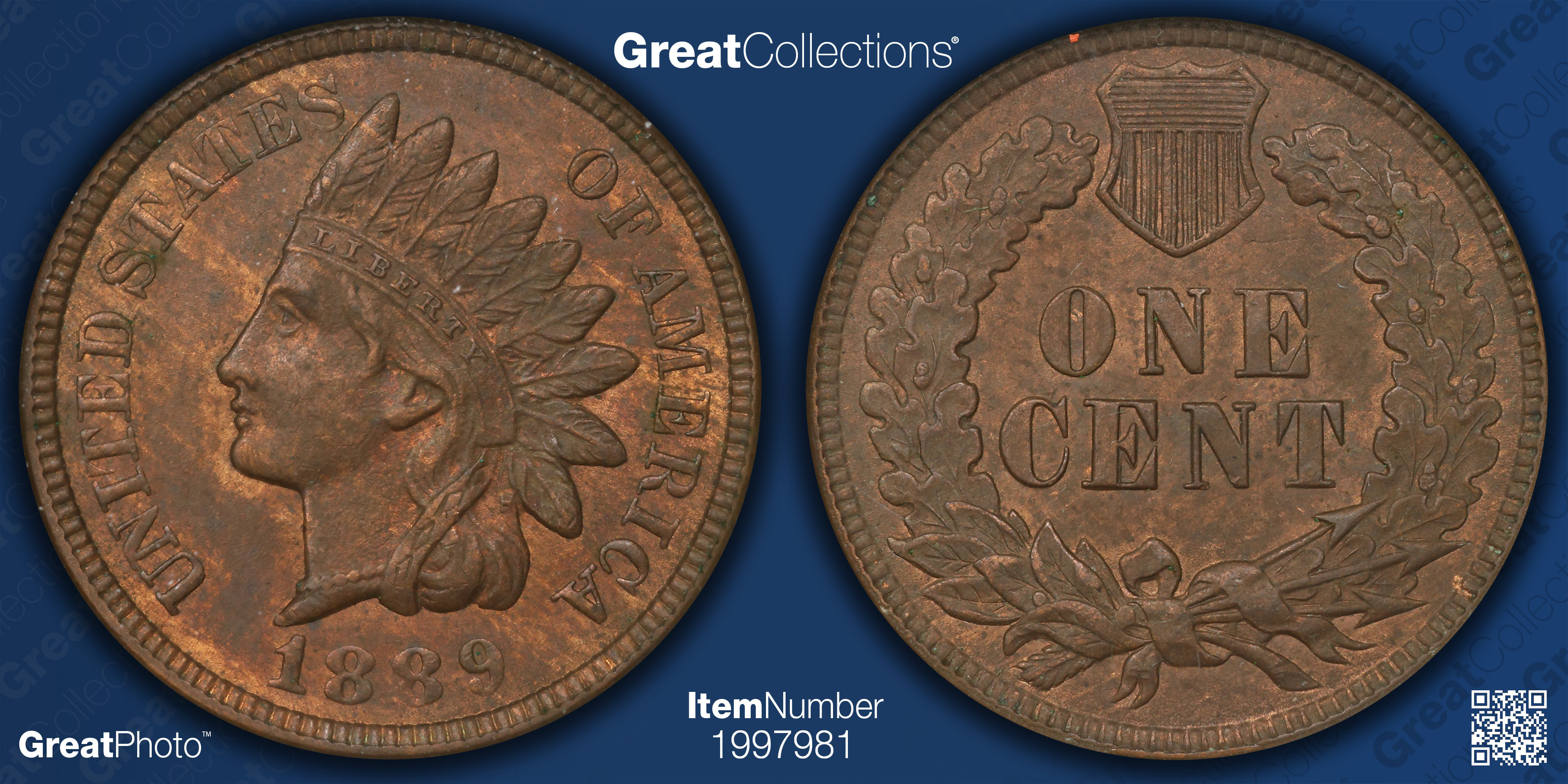 1889 Indian Cent NGC MS-65 BN (Item 1997981) | GreatCollections Coin ...