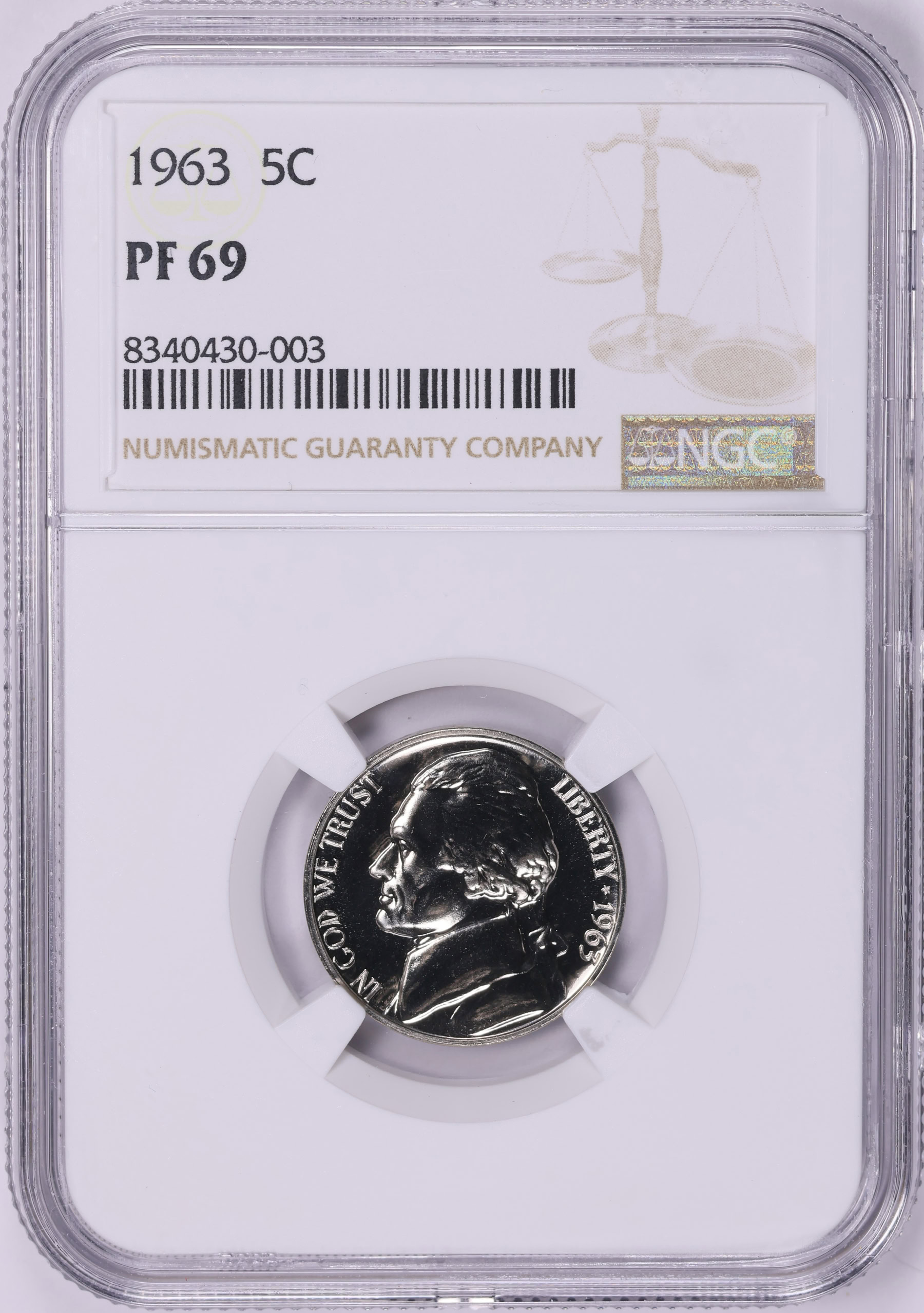 1963 Jefferson Nickel NGC Proof-69 (Item 1998002) | GreatCollections ...