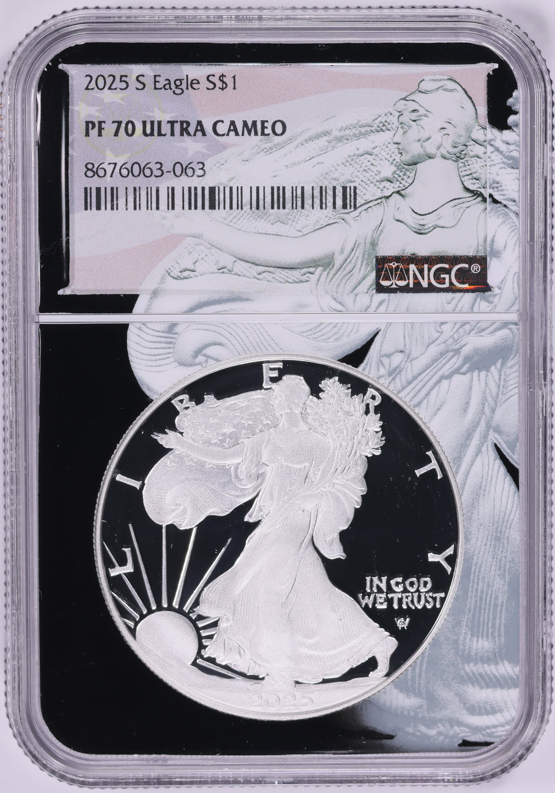 2025-S $1 Silver Eagle NGC Proof-70 UC (Silver Eagle Frame Holder ...
