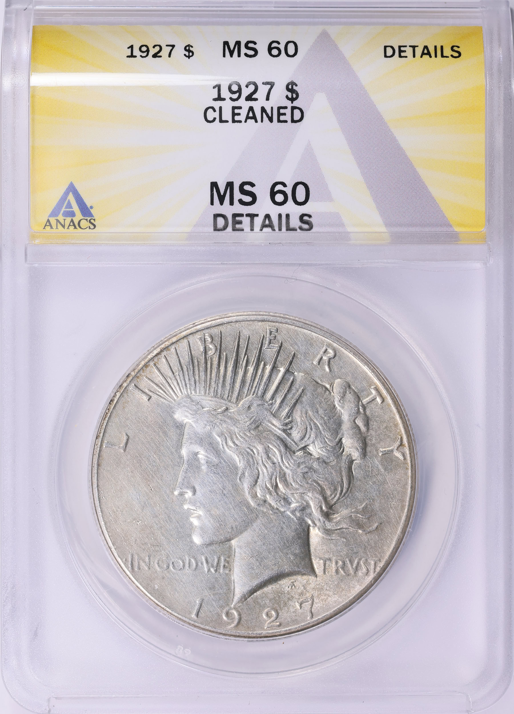 1927 Peace Silver Dollar ANACS MS-60 Details (Item 1998174 ...