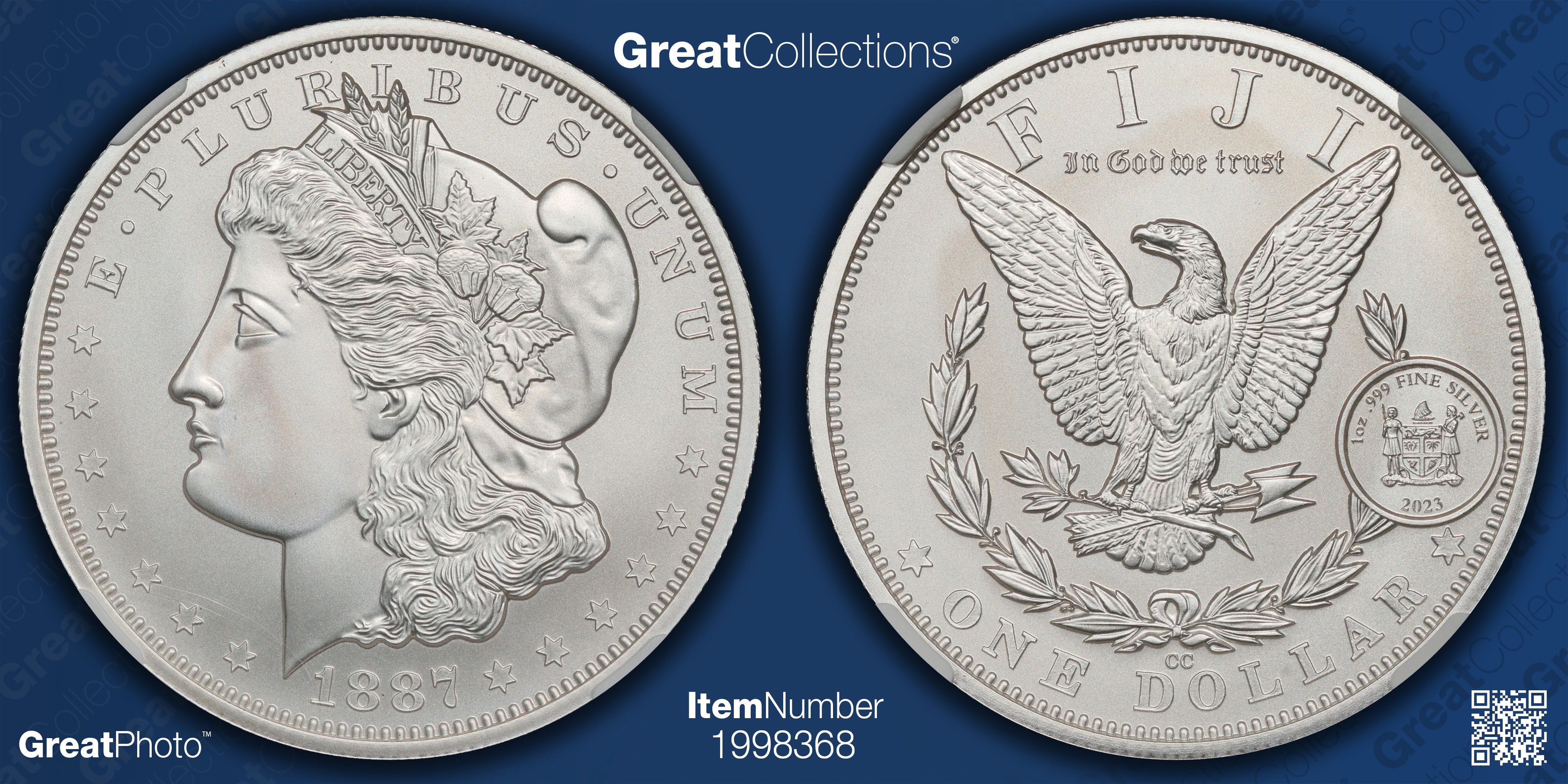 Fiji 2023 Silver Dollar 1887-CC Morgan Early Releases NGC MS-70 (Ultra ...