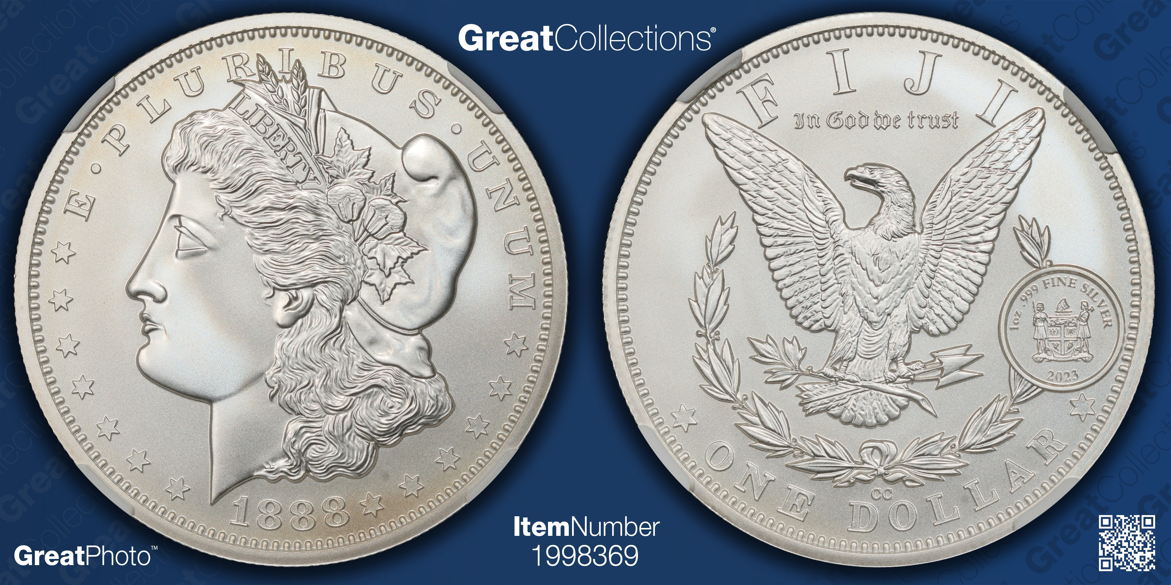 Fiji 2023 Silver Dollar 1888-CC Morgan Early Releases NGC MS-70 (Ultra ...