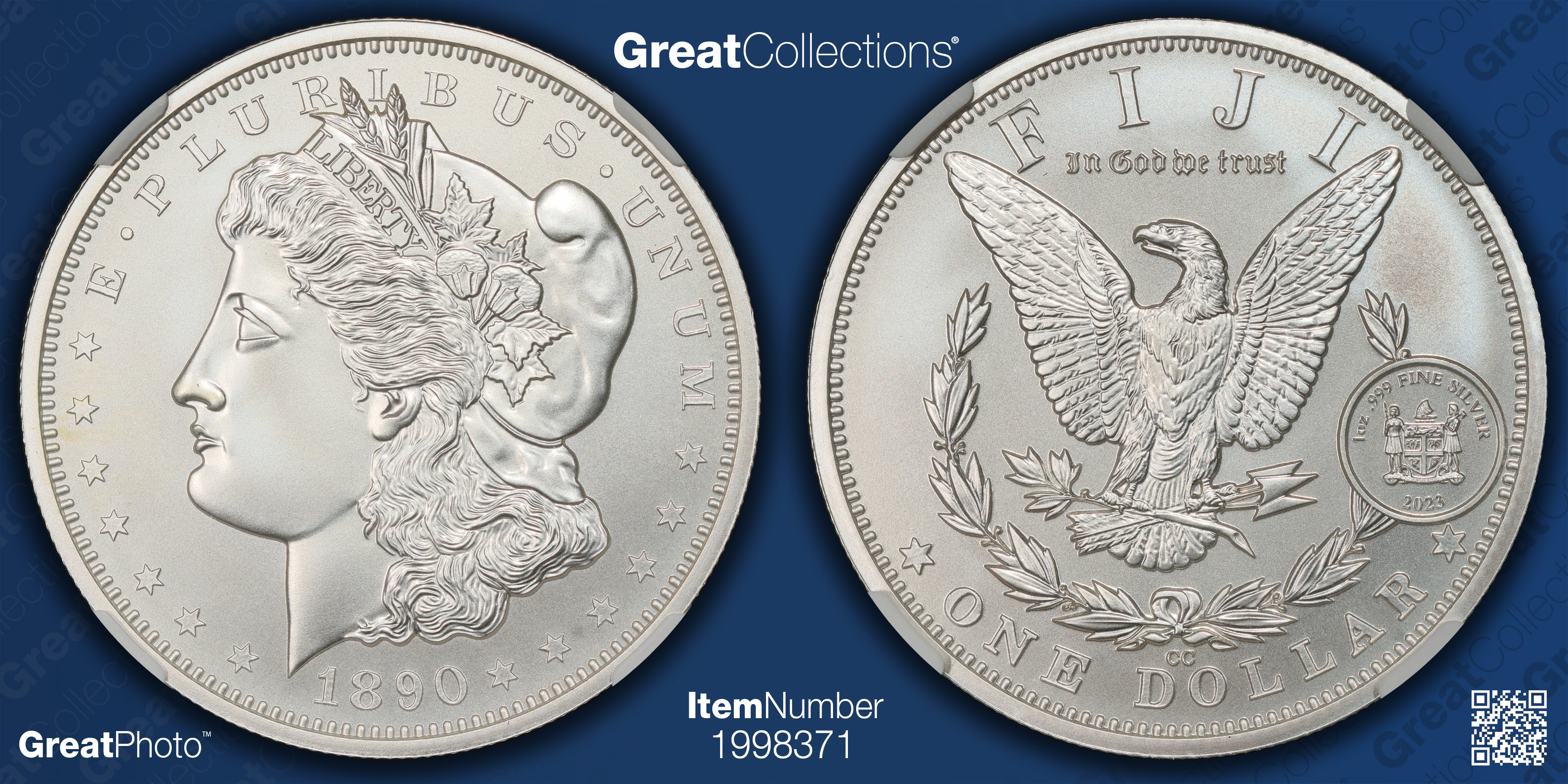 Fiji 2023 Silver Dollar 1890-CC Morgan Early Releases NGC MS-70 (Ultra ...