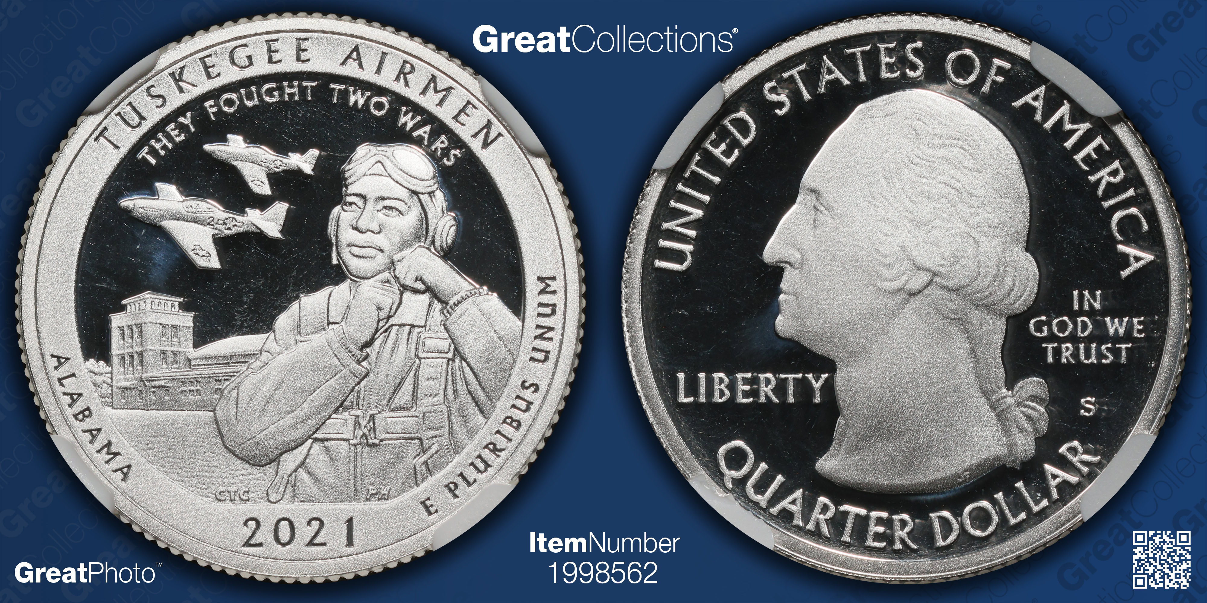 2021-S America the Beautiful Quarter Tuskegee Airmen NP Silver First ...
