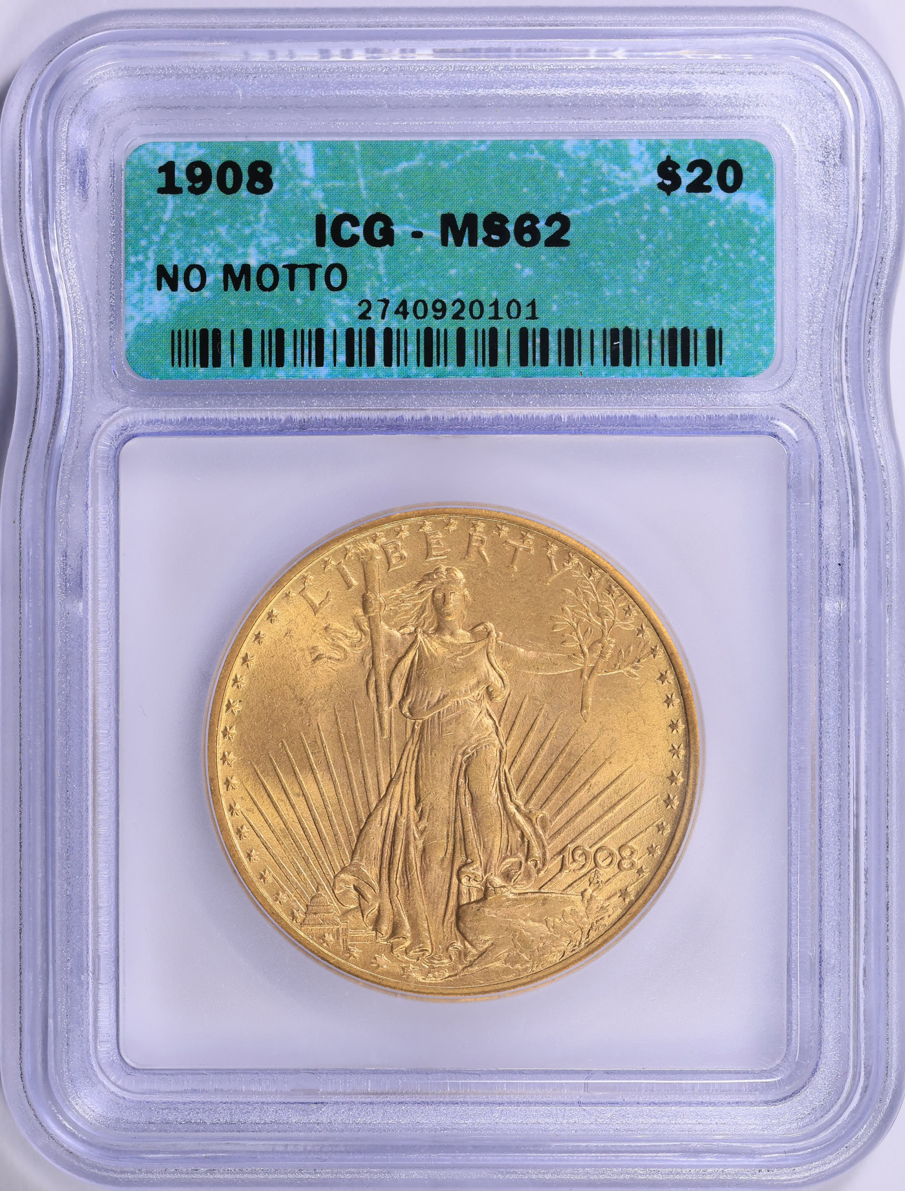 1908 Saint-Gaudens Gold Double Eagle No Motto ICG MS-62 (Item 1998627 ...