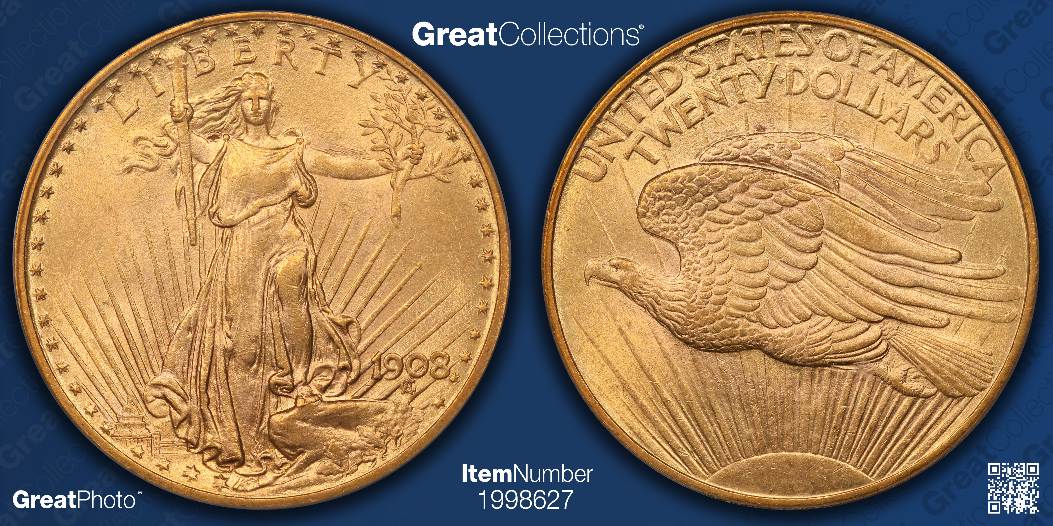 1908 Saint-Gaudens Gold Double Eagle No Motto ICG MS-62 (Item 1998627 ...