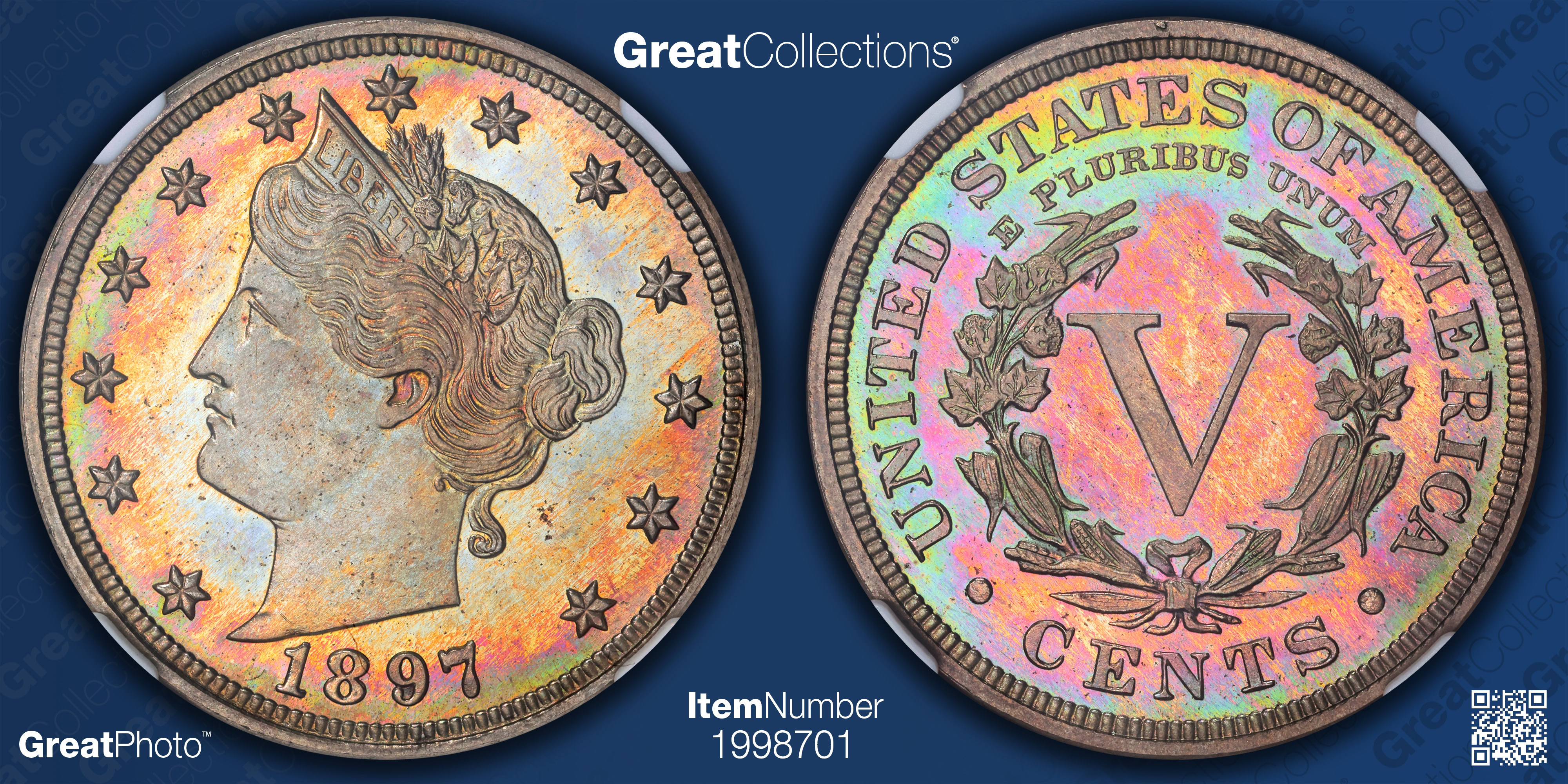 1897 Liberty Nickel NGC Proof-67+ CAMEO (CAC Green) (Toned) (Item ...