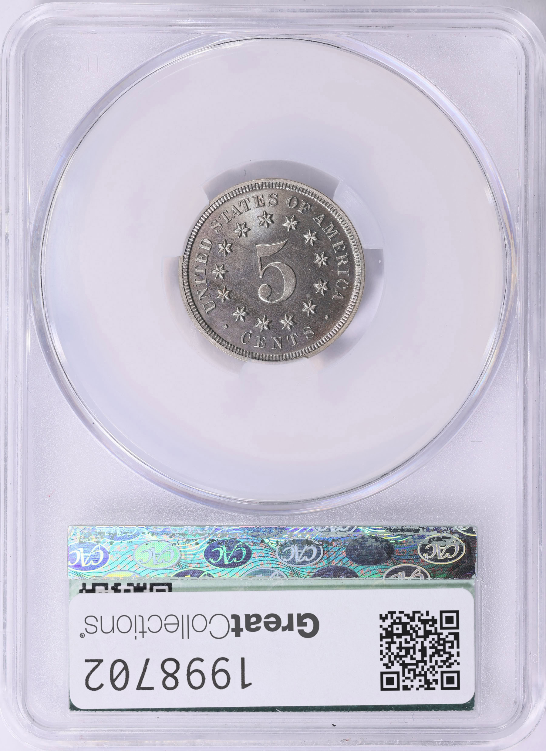 1868 Shield Nickel CACG Proof-66+ CAMEO (Item 1998702 ...