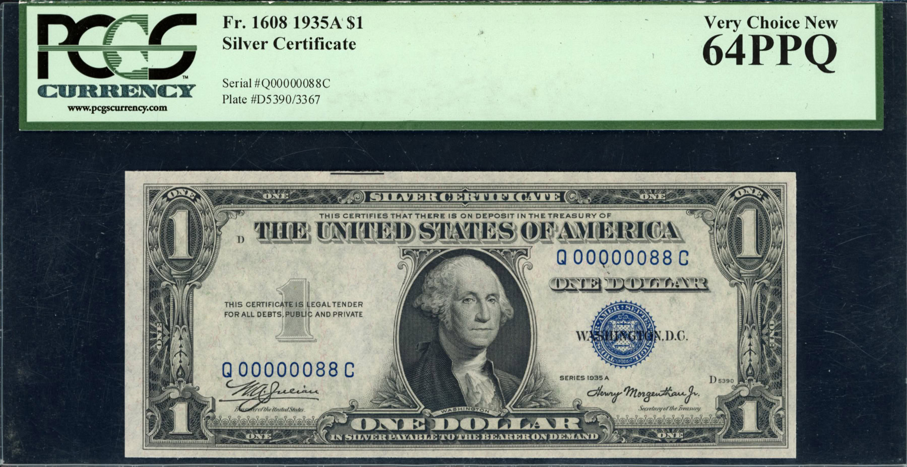 Fr. 1608 (QC Block) 1935A $1 Silver Certificate Note Extremely Low ...