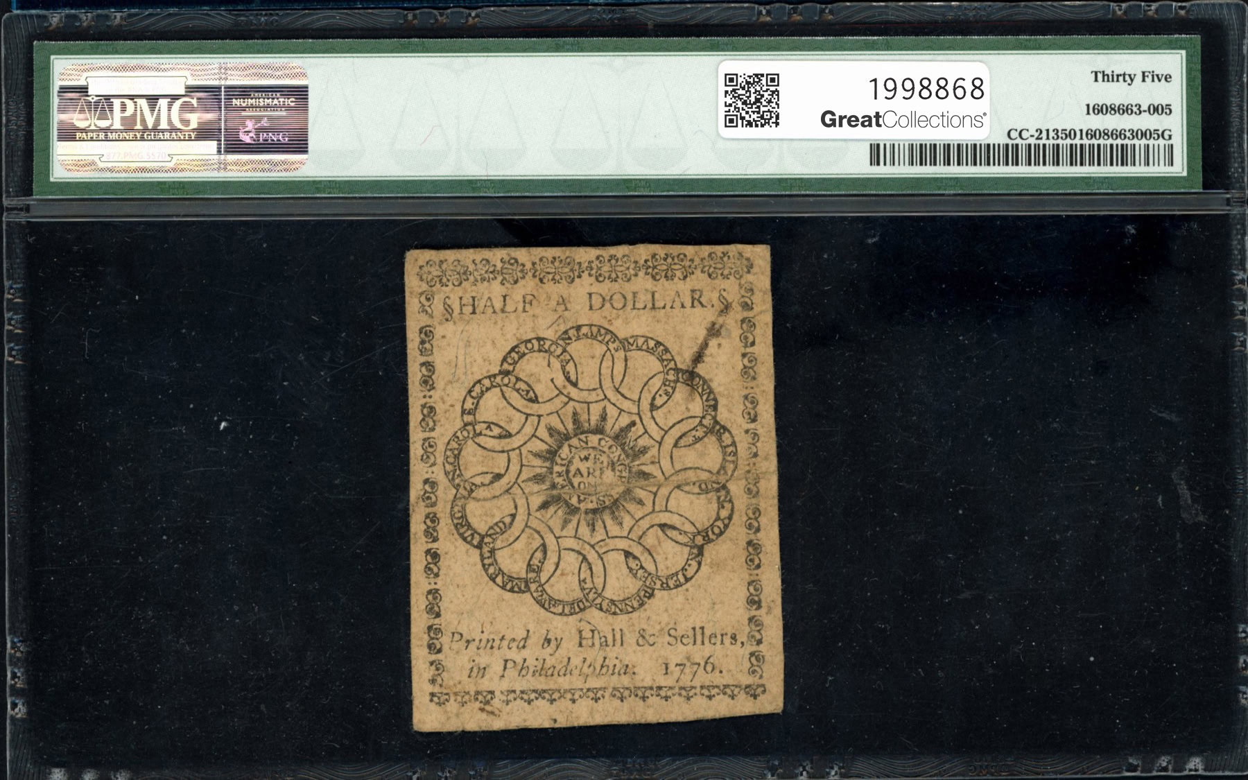 Fr. CC-21 February 17, 1776 $1/2 Continental Currency Note PMG Choice ...