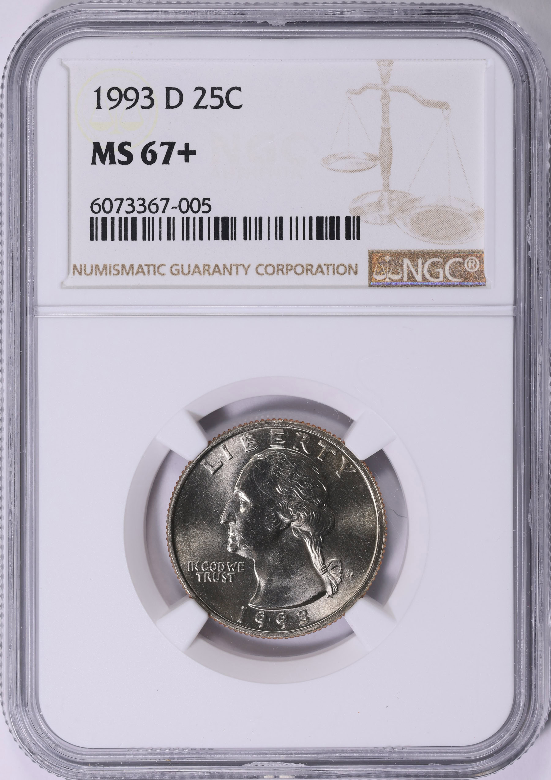 1993-D Washington Quarter NGC MS-67+ (Item 1998896) | GreatCollections ...