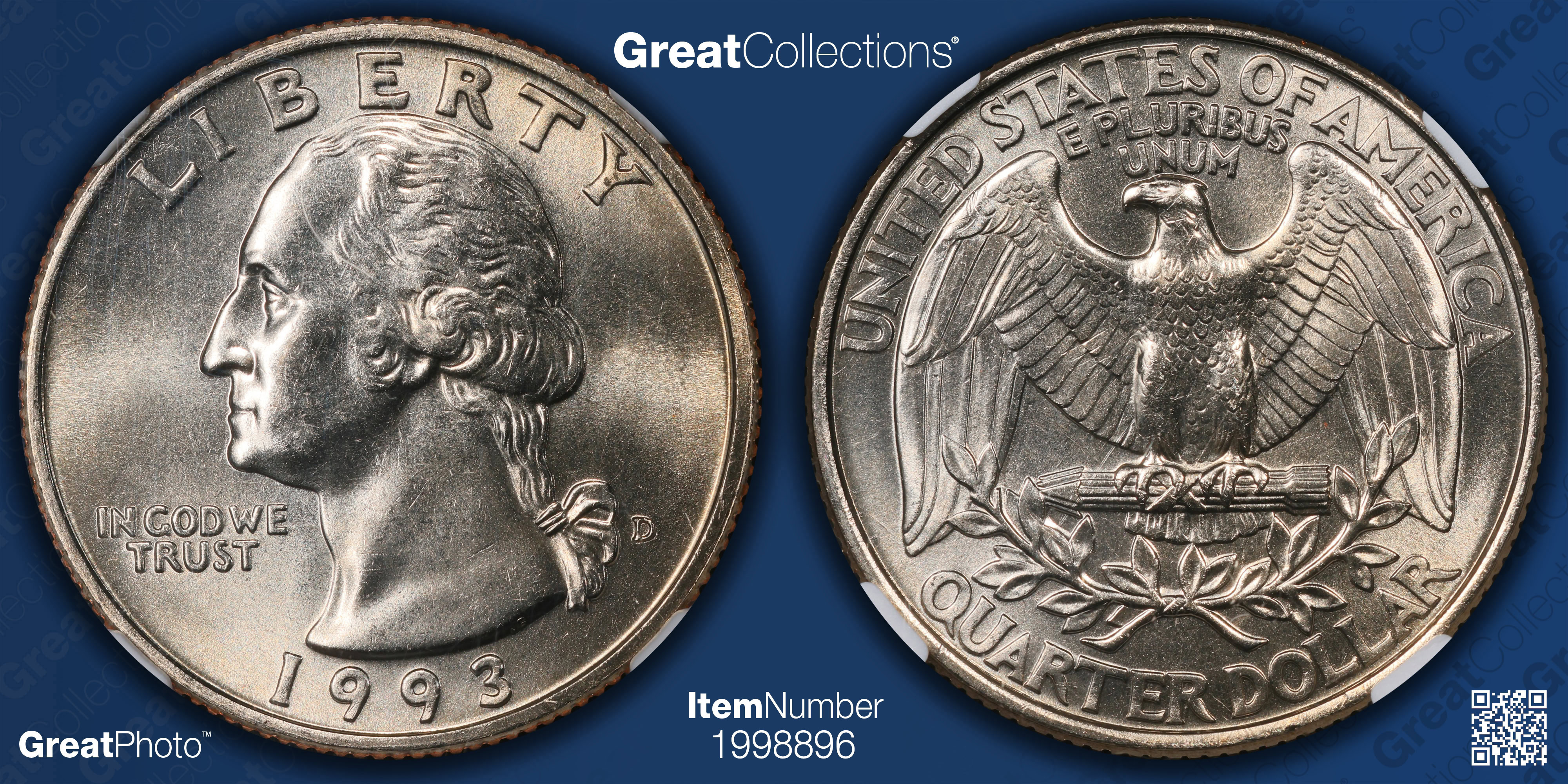 1993-D Washington Quarter NGC MS-67+ (Item 1998896) | GreatCollections ...