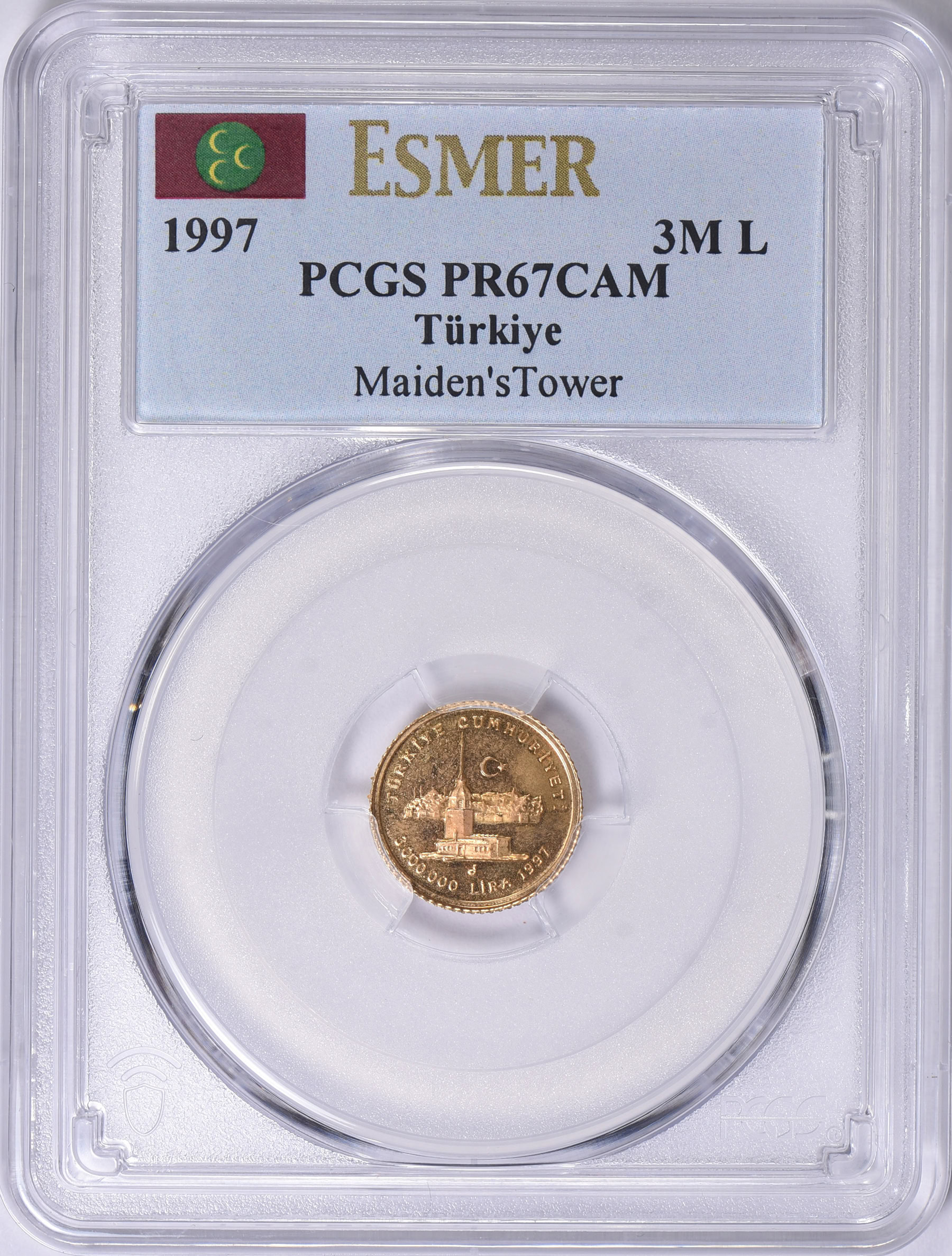 Turkey 1997 Gold 3,000,000 Lira Istanbul Culture, Maiden's Tower PCGS ...