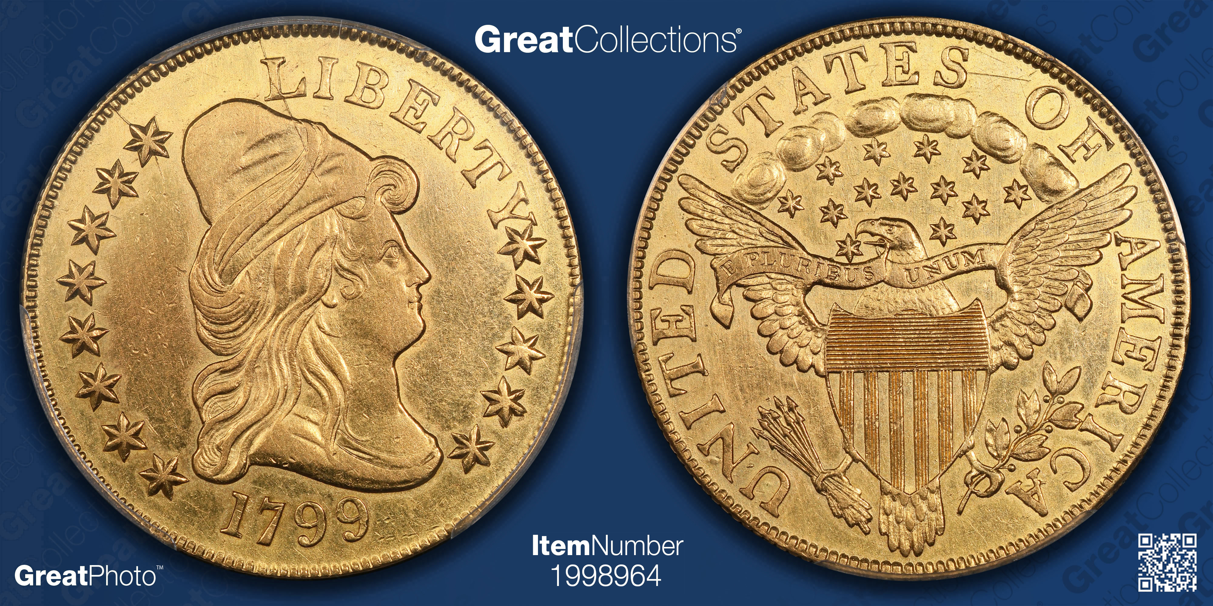 1799 Capped Bust Gold Eagle BD-1 Small Stars PCGS Genuine AU Details ...