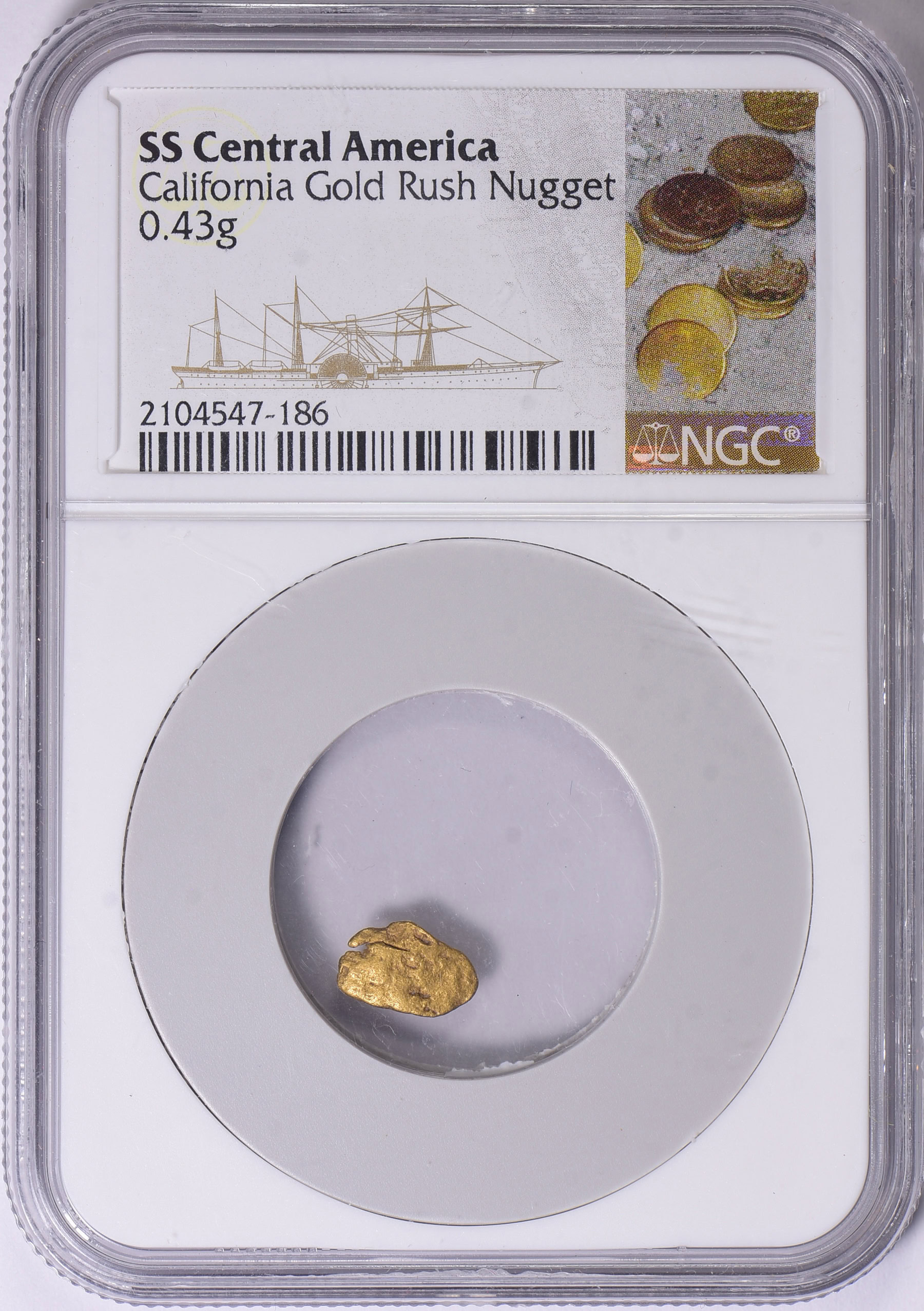Shipwreck SS Central America 0.43gm California Gold Rush Nugget NGC ...