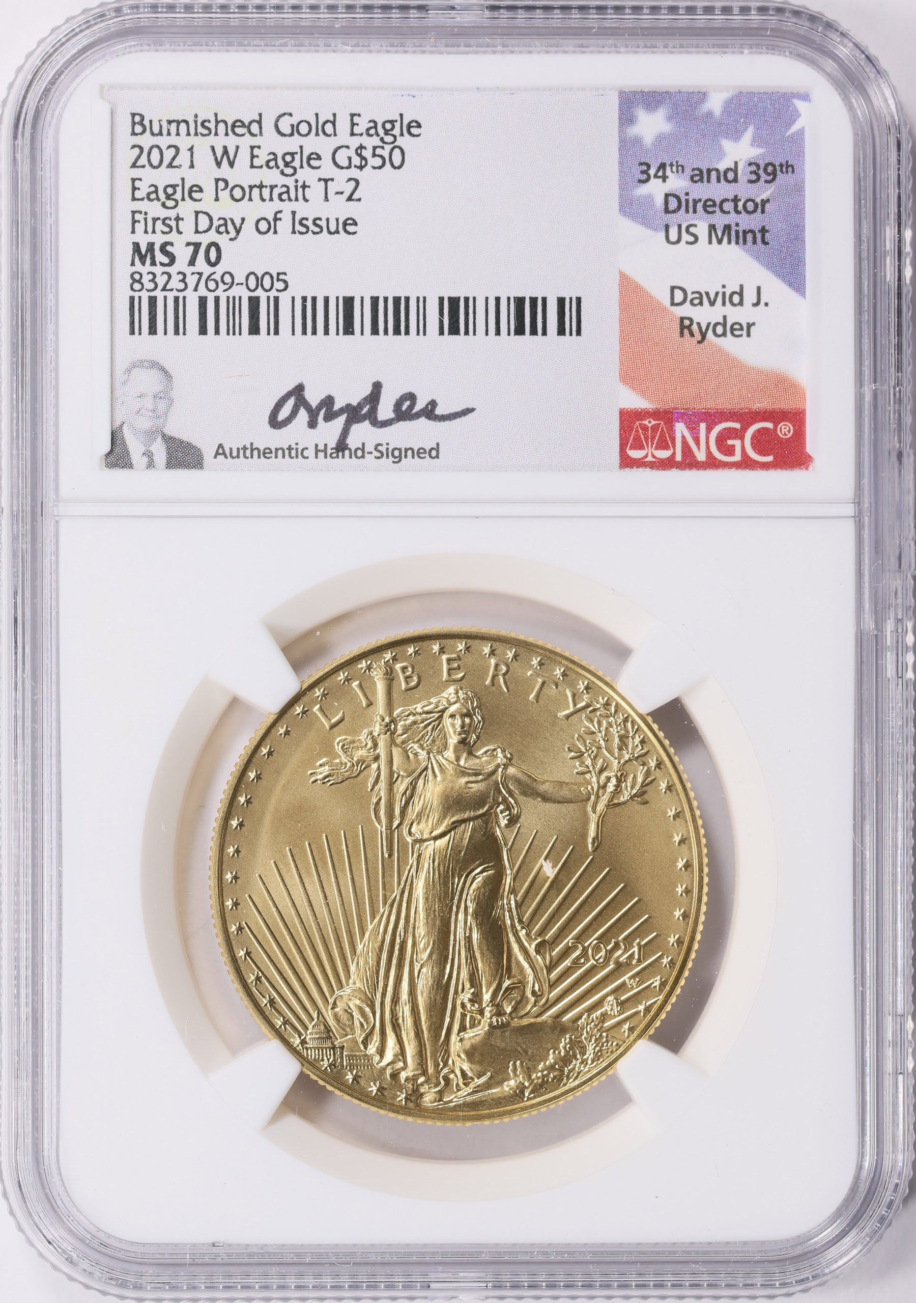 2021-W $50 One-Ounce Gold American Eagle Burnished Type 2 First Day of ...