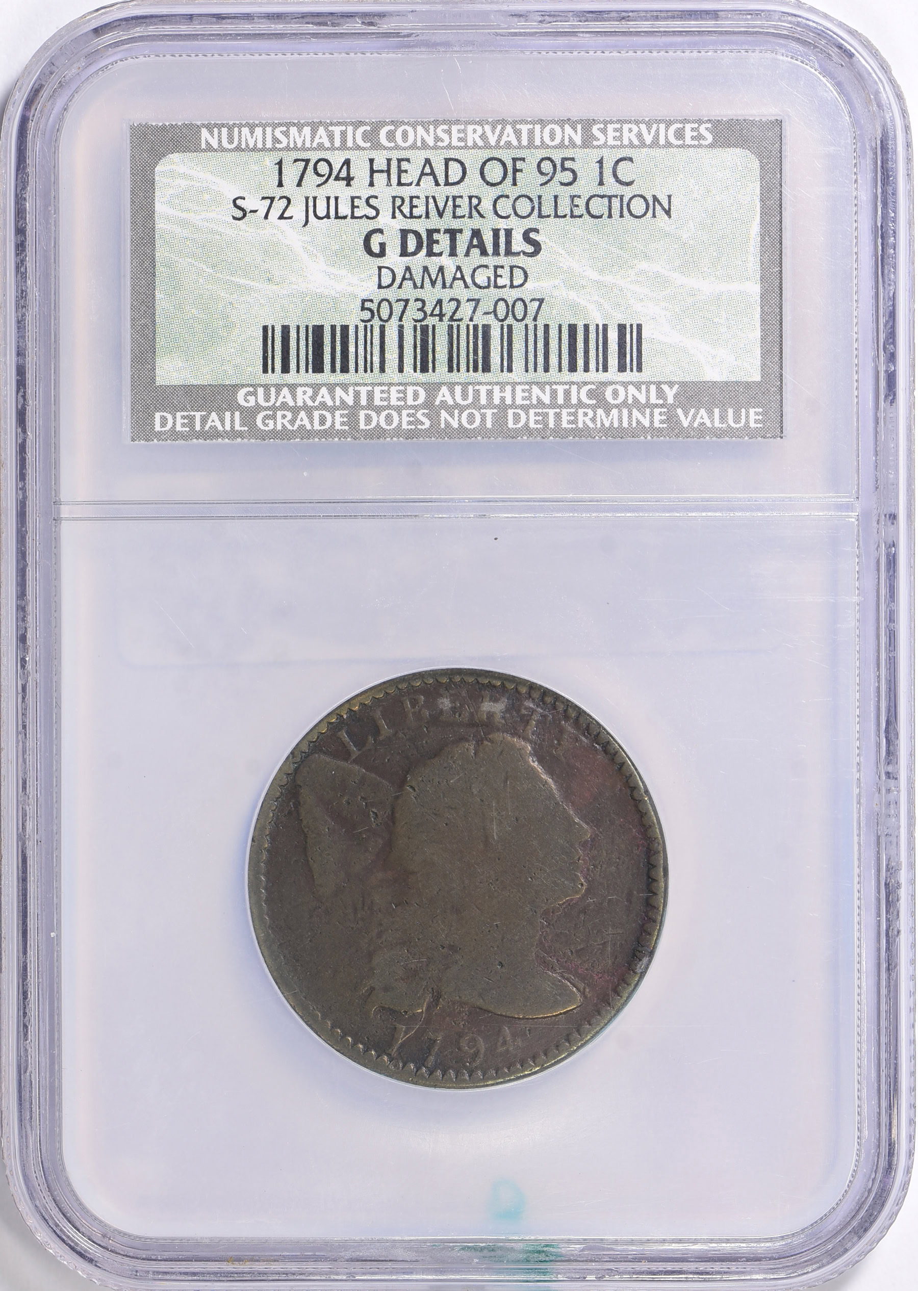 1794 Liberty Cap Cent Head of 1795 Sheldon 72 NCS Good Details (Jules ...