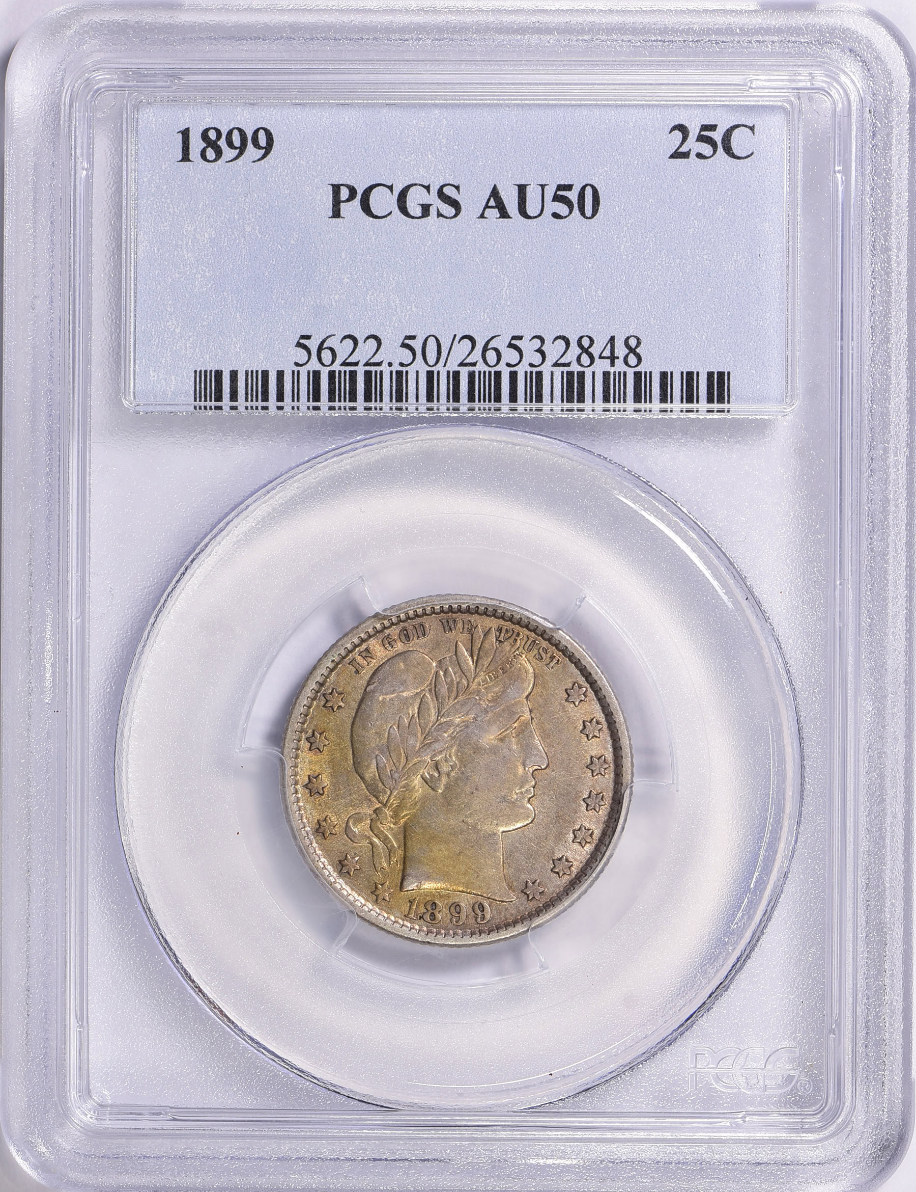 1899 Barber Quarter PCGS AU-50 (Toned) (Item 1999043 ...