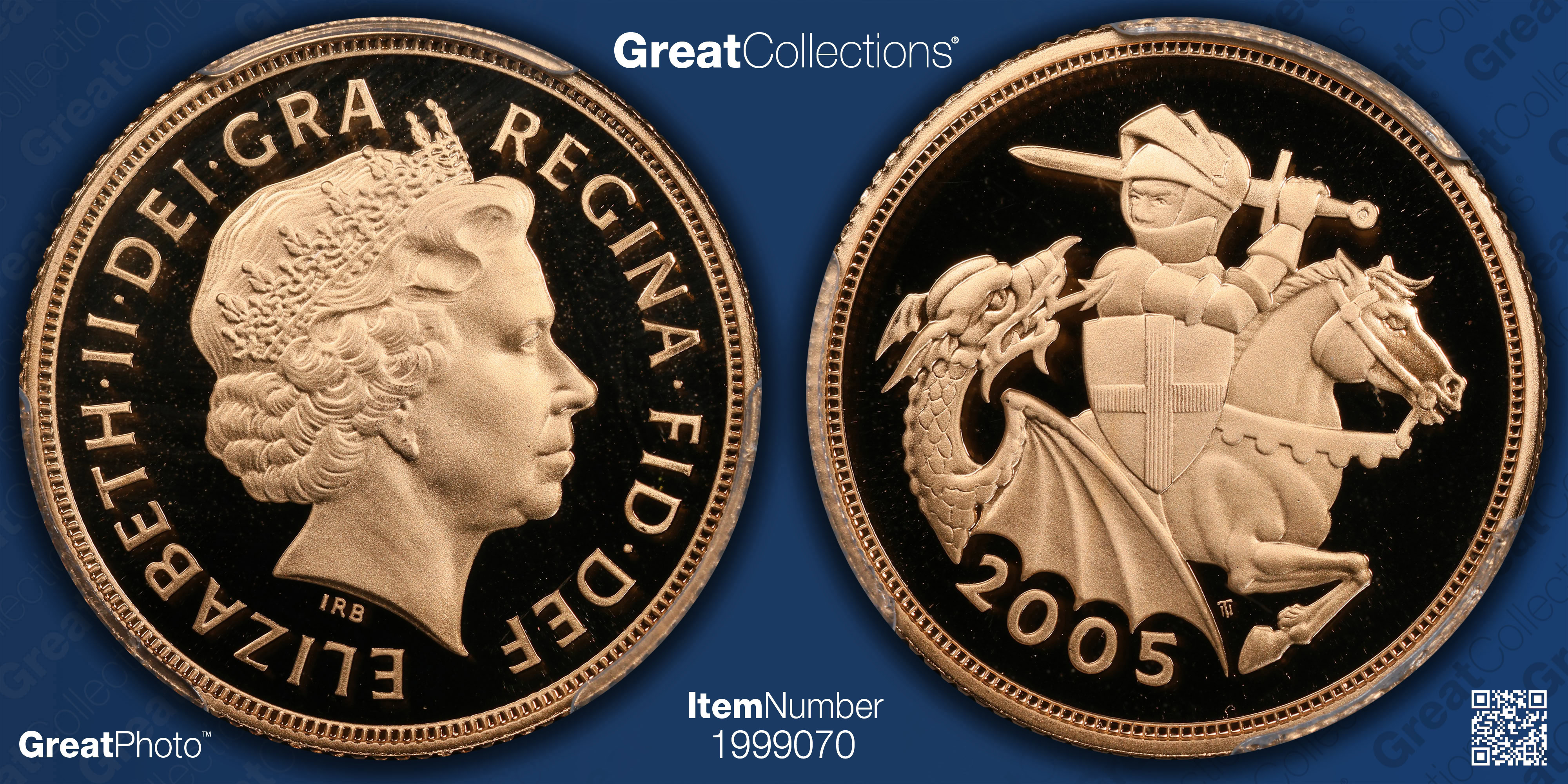 Great Britain 2005 Gold Sovereign St. George KM-1065 PCGS Proof-70 DCAM ...