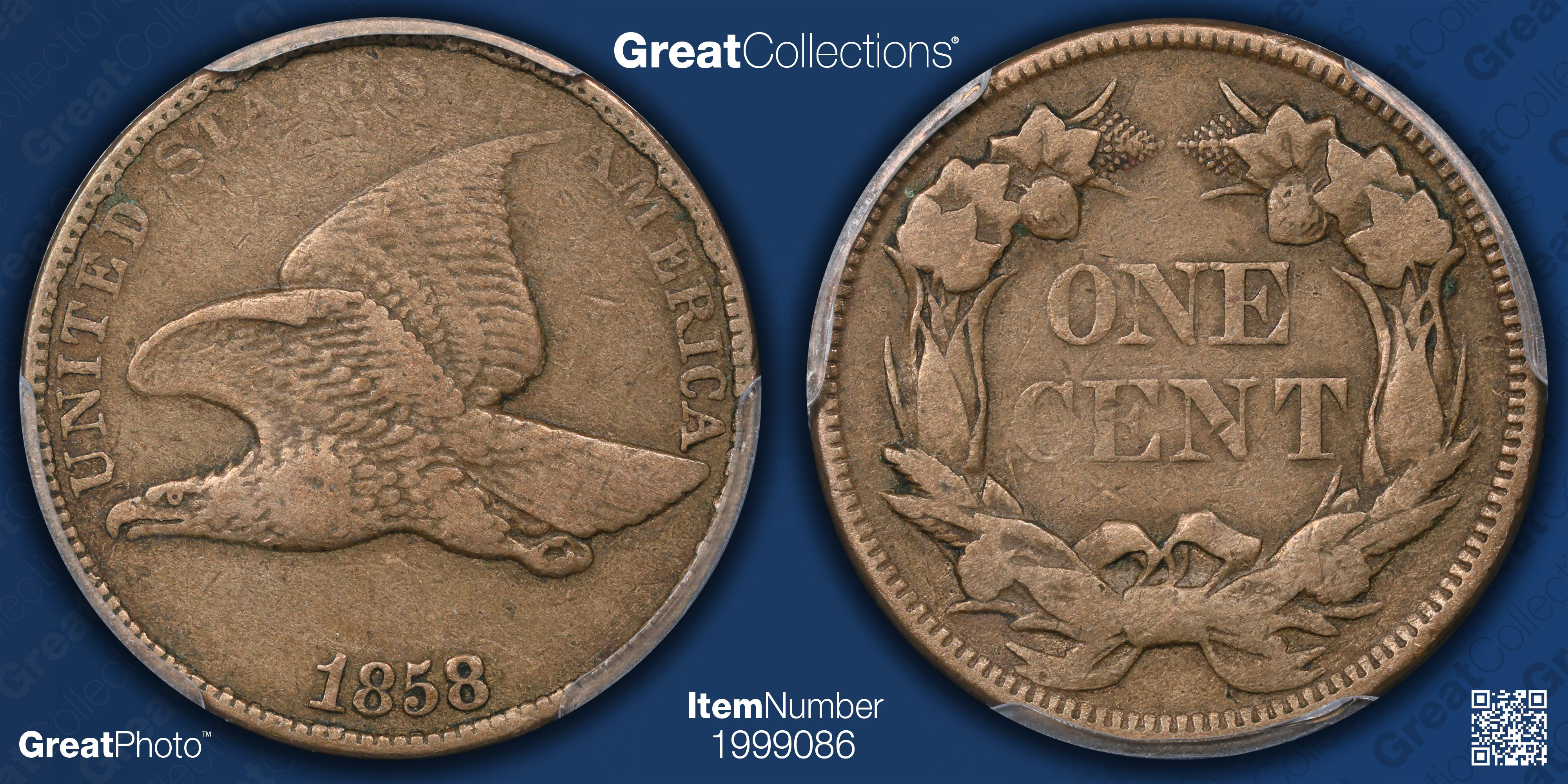 1858 Flying Eagle Cent Large Letters PCGS VF-30 (Item 1999086 ...