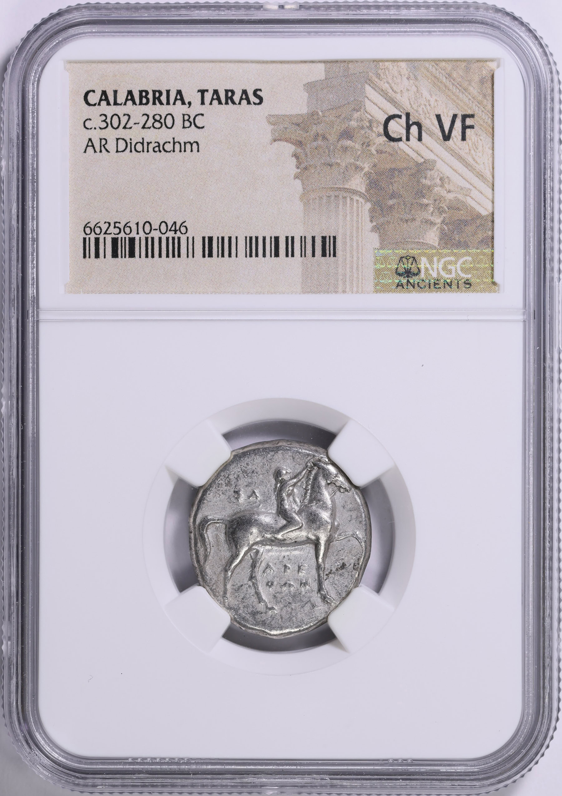 Ancient Calabria, Taras c.302-280 B.C. AR Didrachm NGC Ch VF | Cert ...