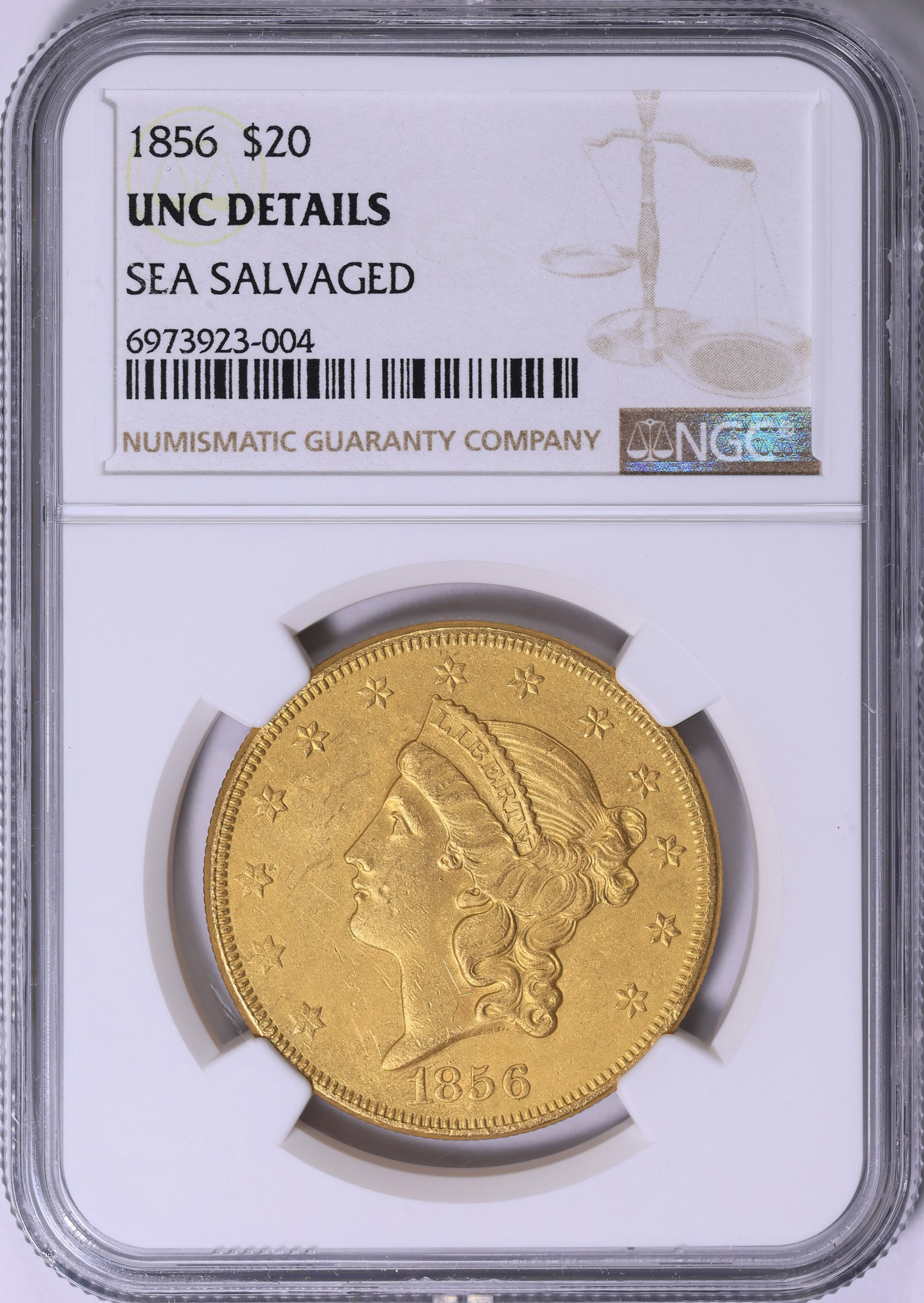 1856 Liberty Gold Double Eagle Sea Salvaged NGC Unc Details (Item ...