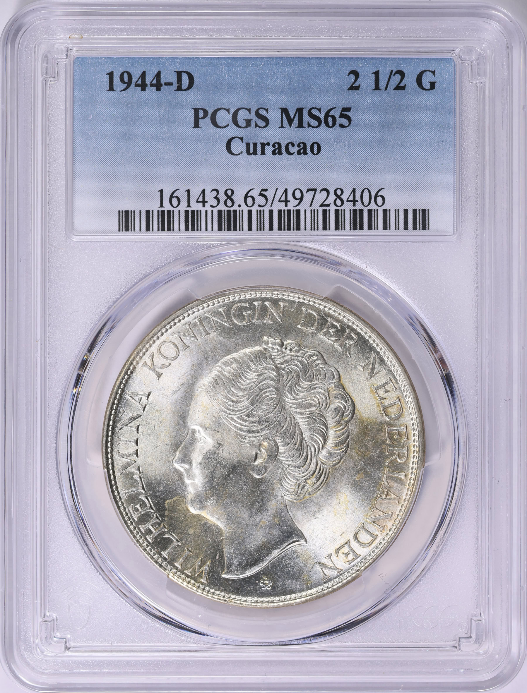 Curacao 1944-D Silver 2 1/2 Gulden KM-46 PCGS MS-65 (Item 1999222 ...