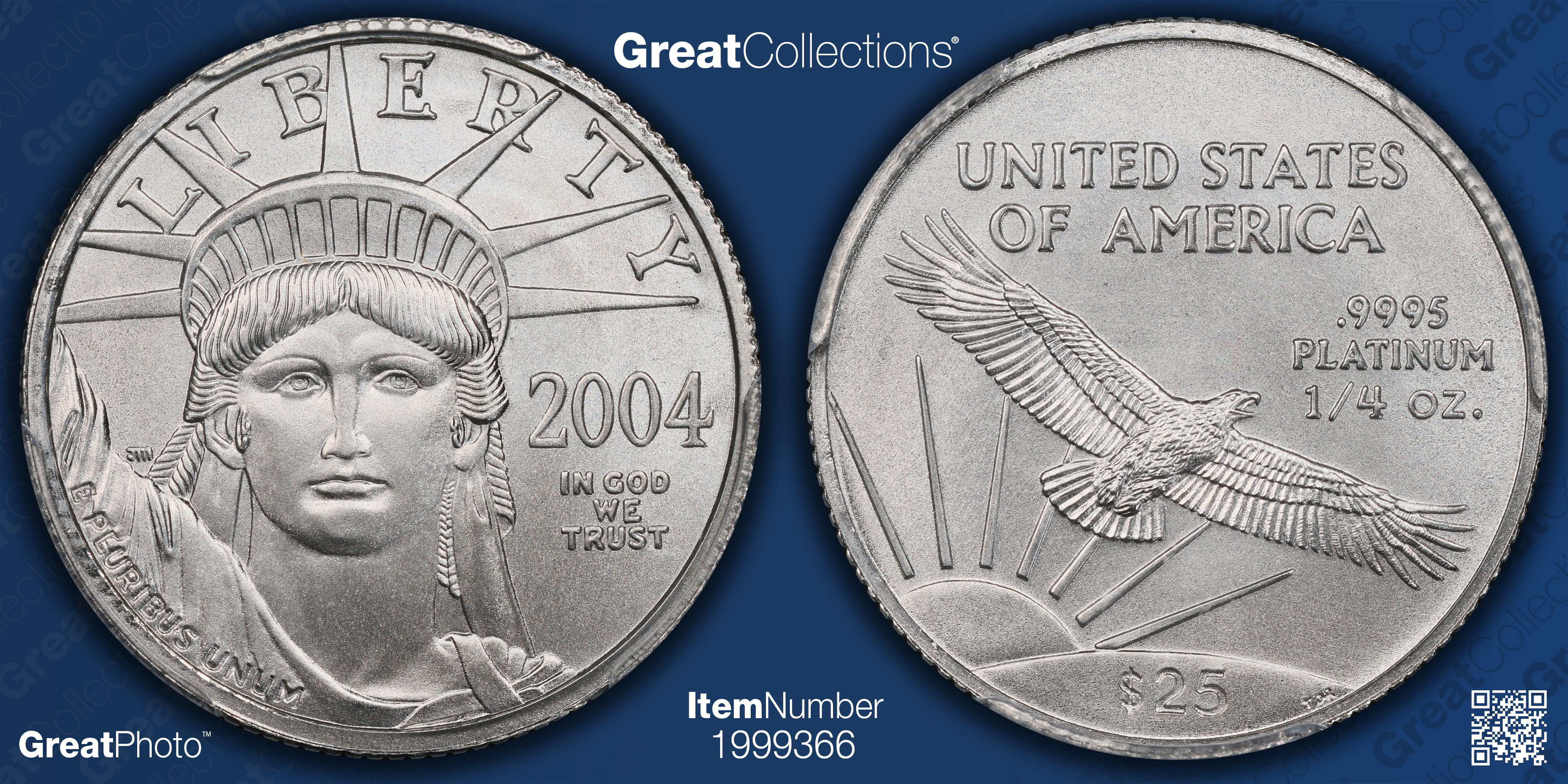 2004 $25 Quarter-Ounce Platinum American Eagle PCGS MS-70 (Item 1999366 ...