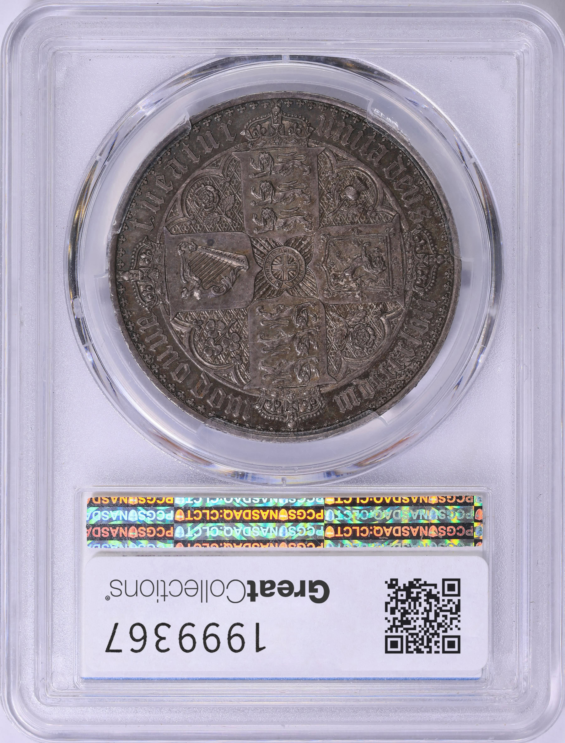 Great Britain 1847 Silver Gothic Crown UNDECIMO Edge KM-744 PCGS Proof ...