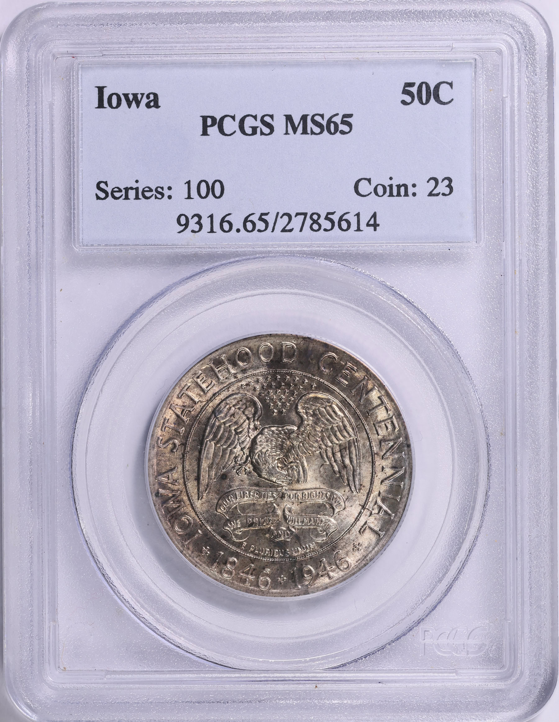 1946 Iowa Centennial Half Dollar PCGS MS-65 (Toned) (Item 1999487 ...