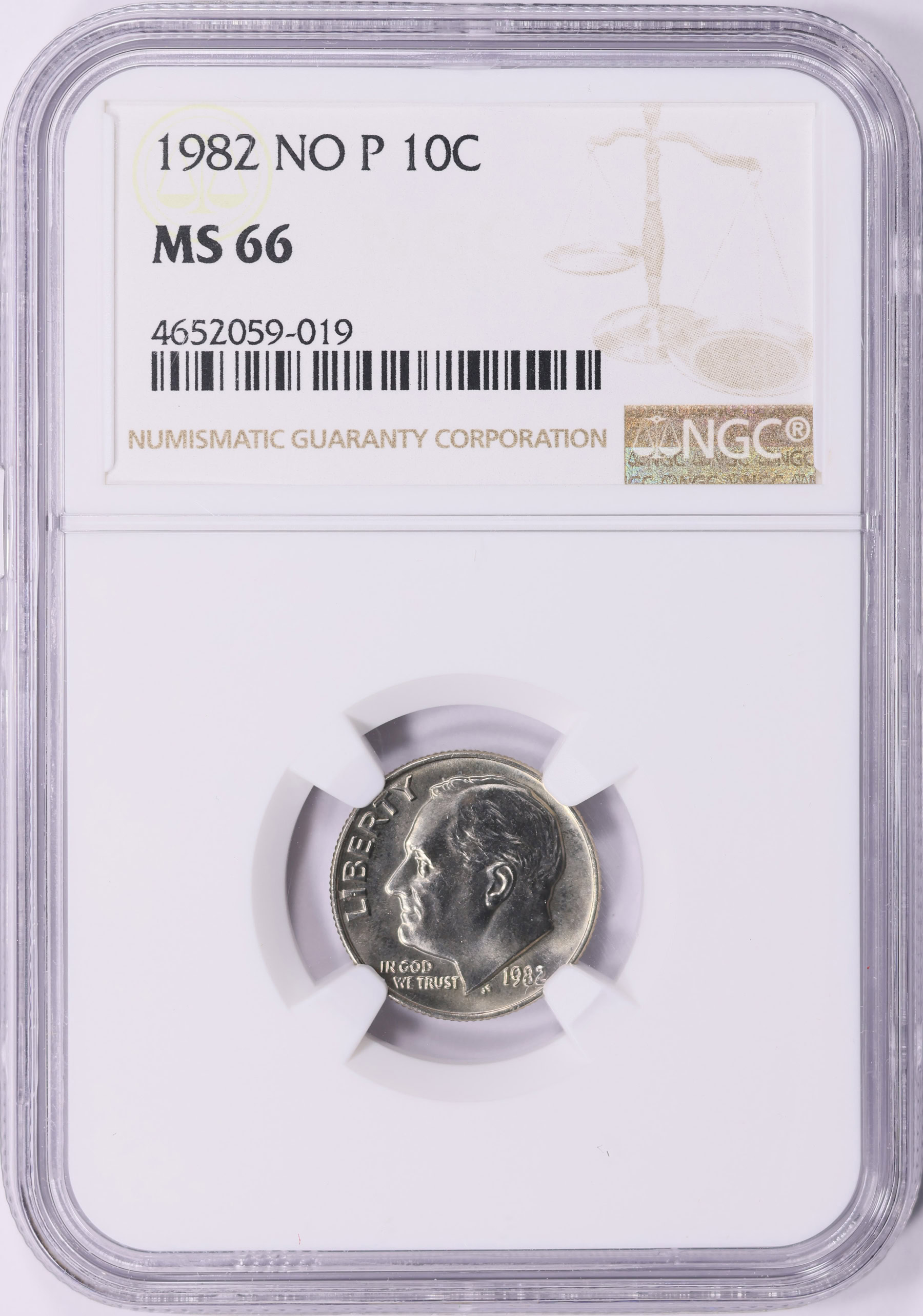 1982 Roosevelt Dime No Mintmark NGC MS-66 (Item 1999494 ...