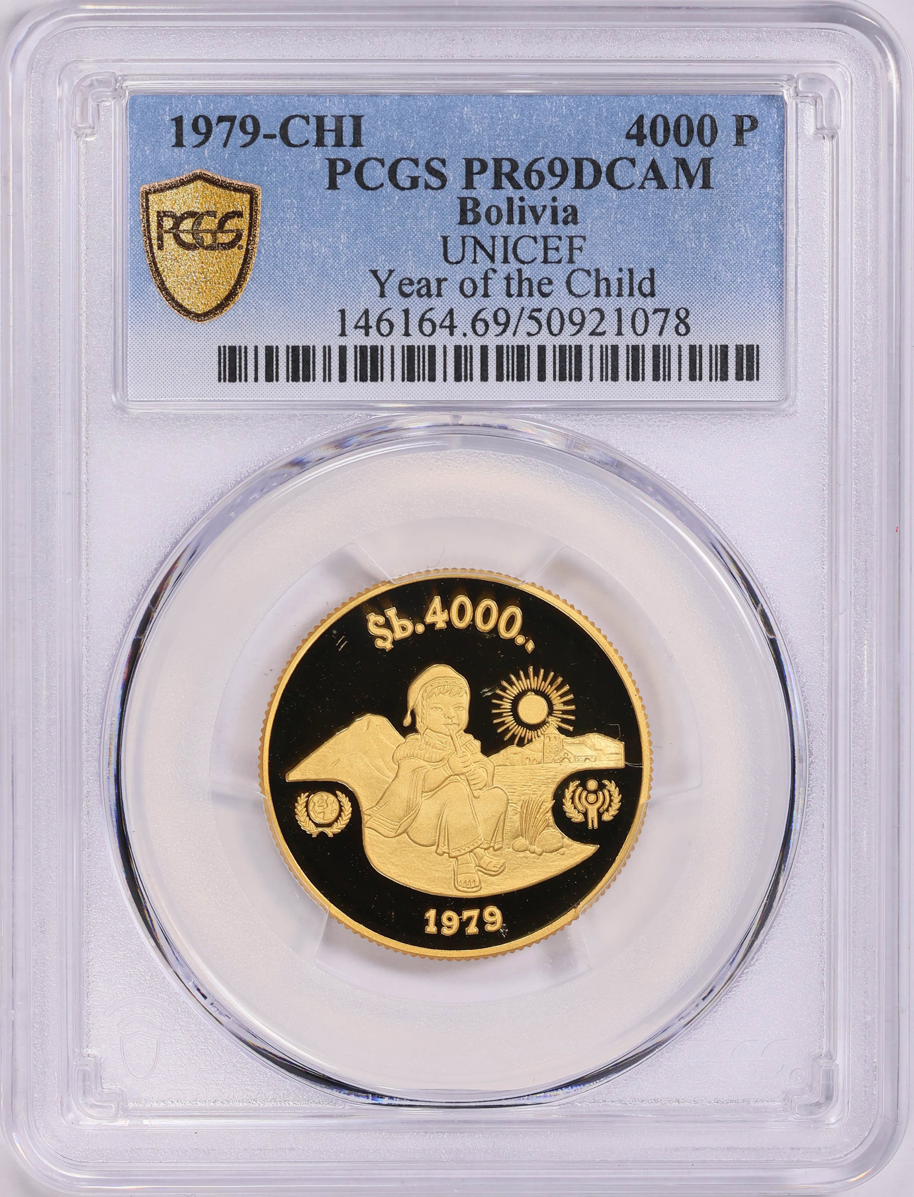 Bolivia 1979-CHI Gold 4,000 Pesos UNICEF Year of the Child KM-199 PCGS ...