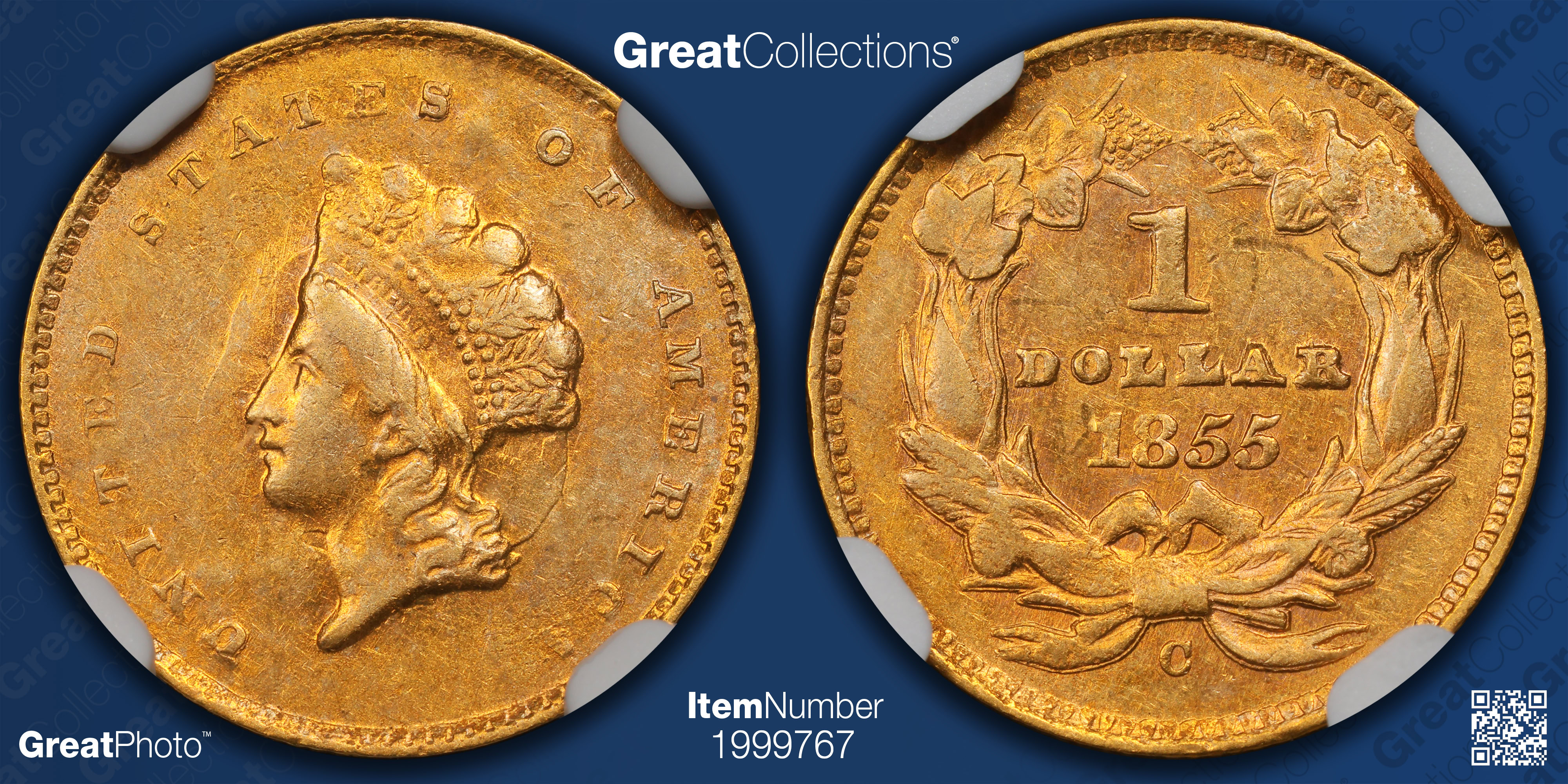 1855-C Indian Princess Gold Dollar NGC AU-55 (Item 1999767 ...