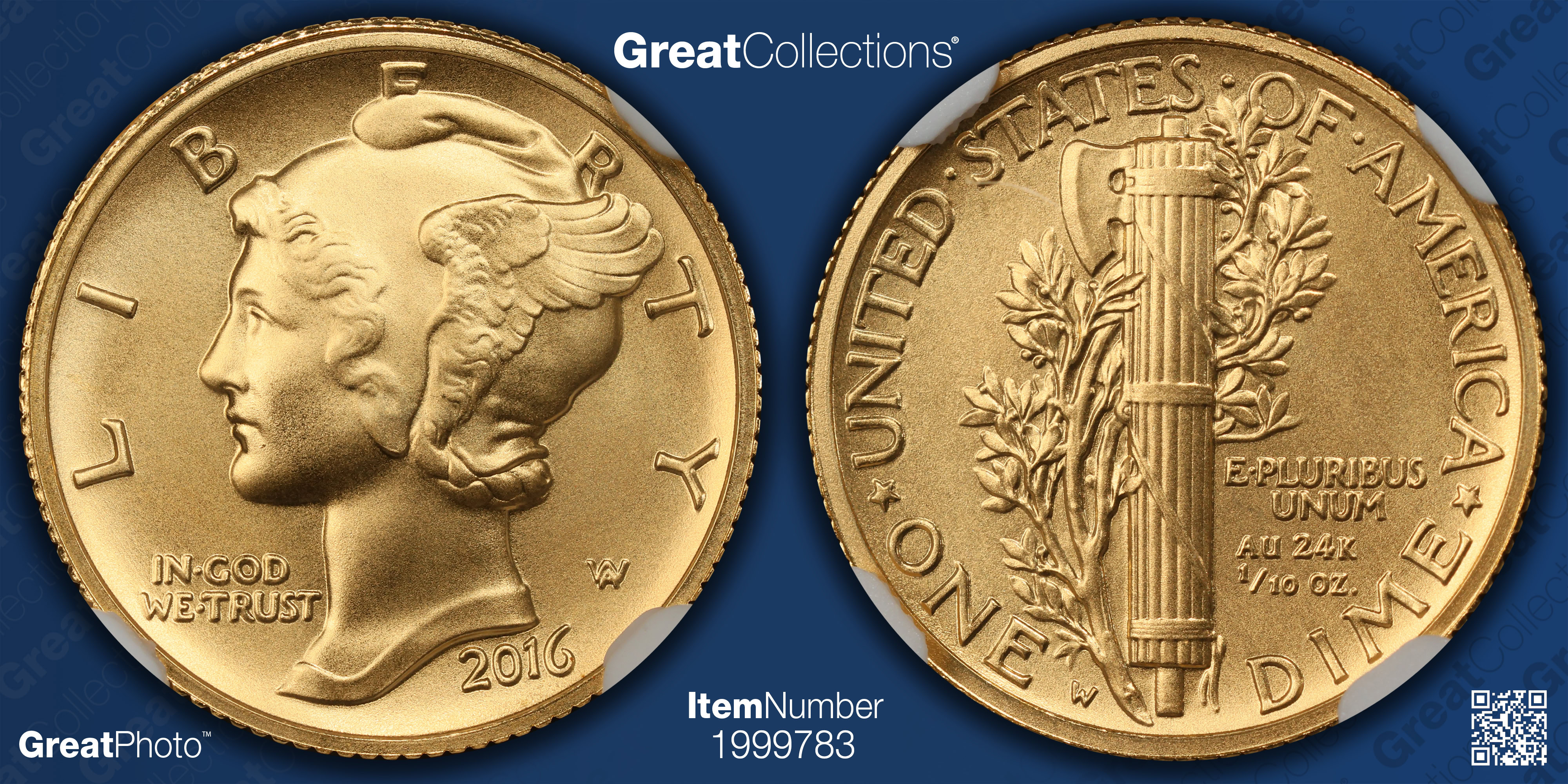 2016-W Mercury Dime 100th Anniversary Gold NGC SP-70 (Item 1999783 ...